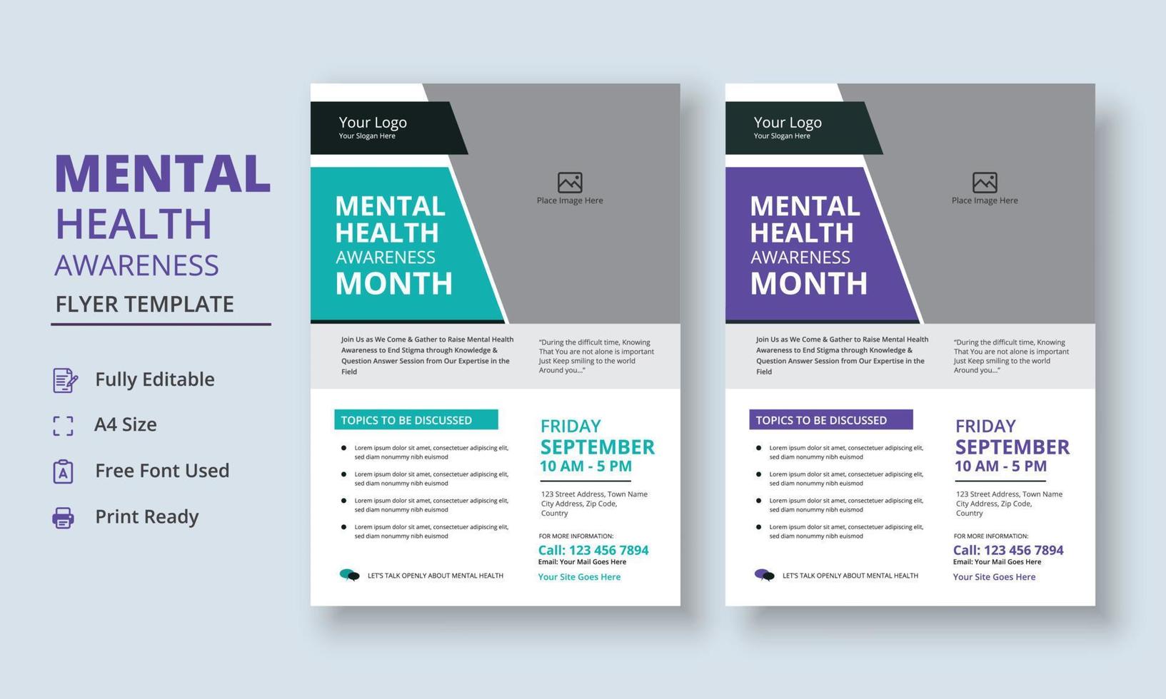 Mental Health Awareness Flyer Template, Mental Health Support Flyer ...
