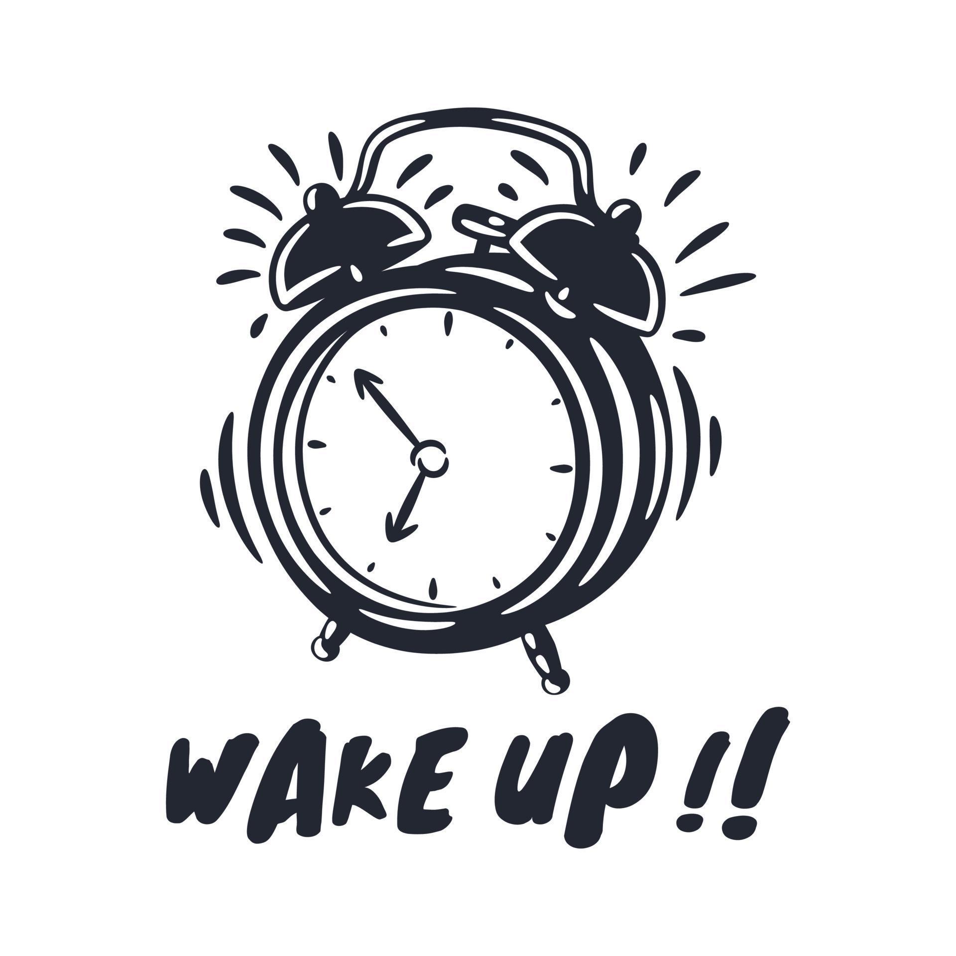 Wake up lettering design with alarm clock 11116182 Vector Art at Vecteezy