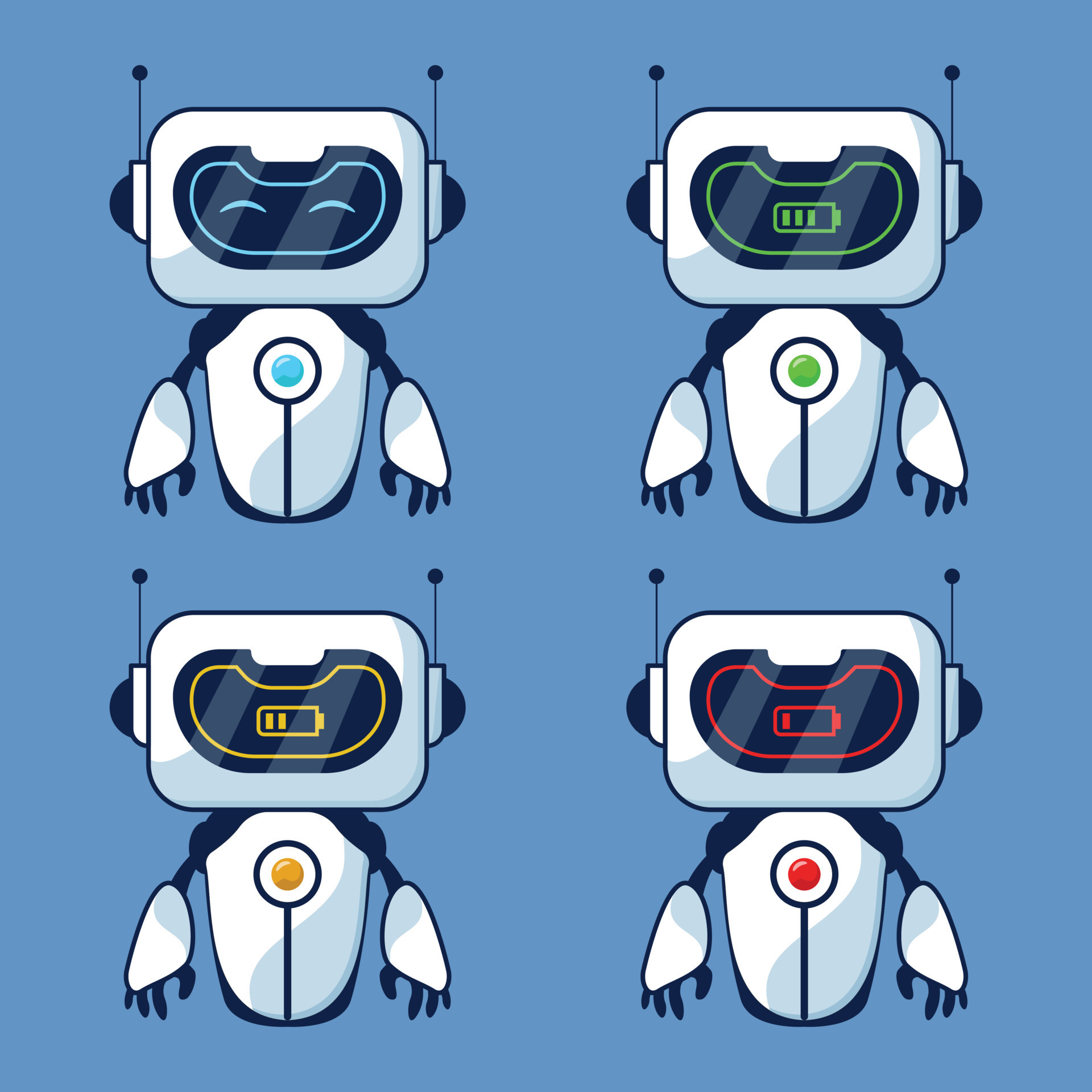 Charging Robot Illustration Concept. Humanoid Robot Assistant while ... Charging Robot Illustration Concept. Humanoid Robot Assistant while ...