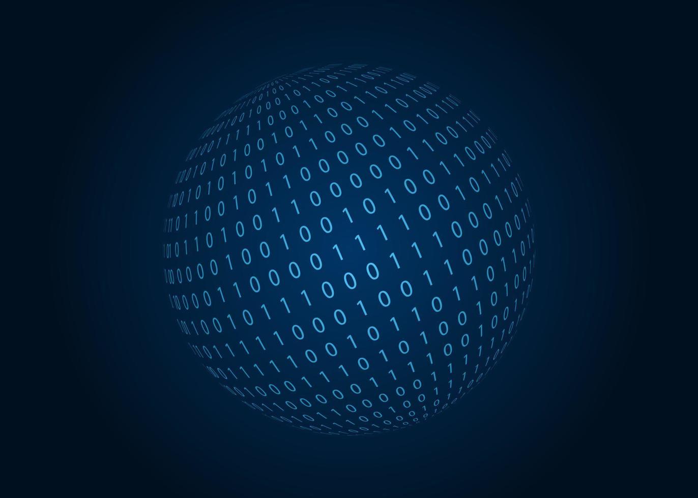 Digital binary code sphere. Blue background. Vector illustration ...