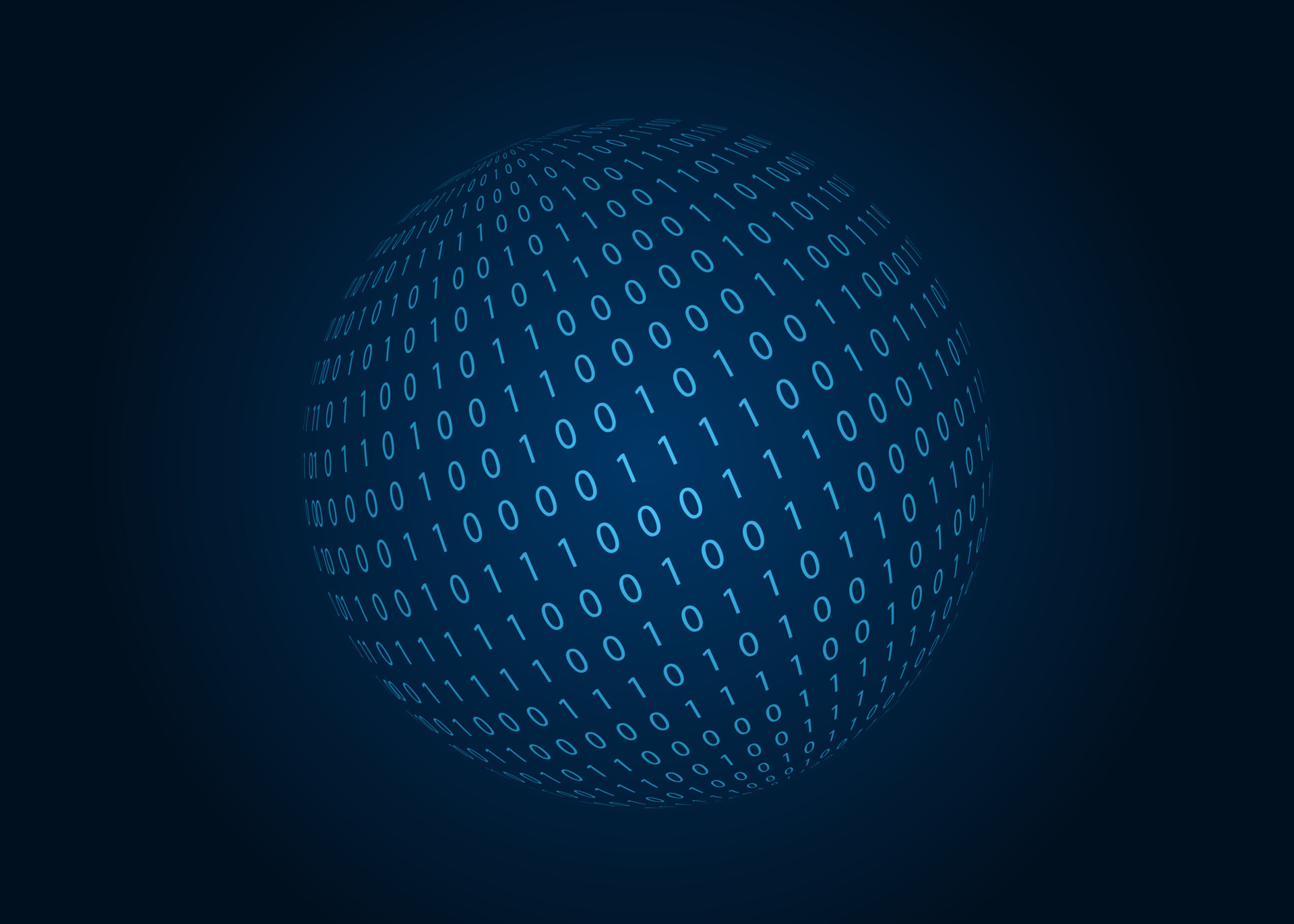 Digital binary code sphere. Blue background. Vector illustration ...