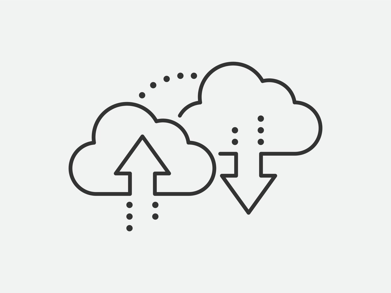 Technology Icon Vector Cloud Computing Connection Big Data Global Server Line Design Symbol