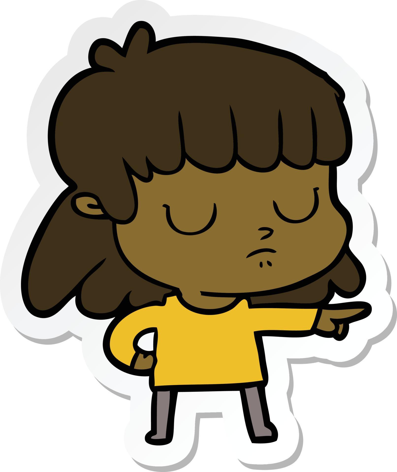 sticker of a cartoon indifferent woman pointing 11118184 Vector Art at ...