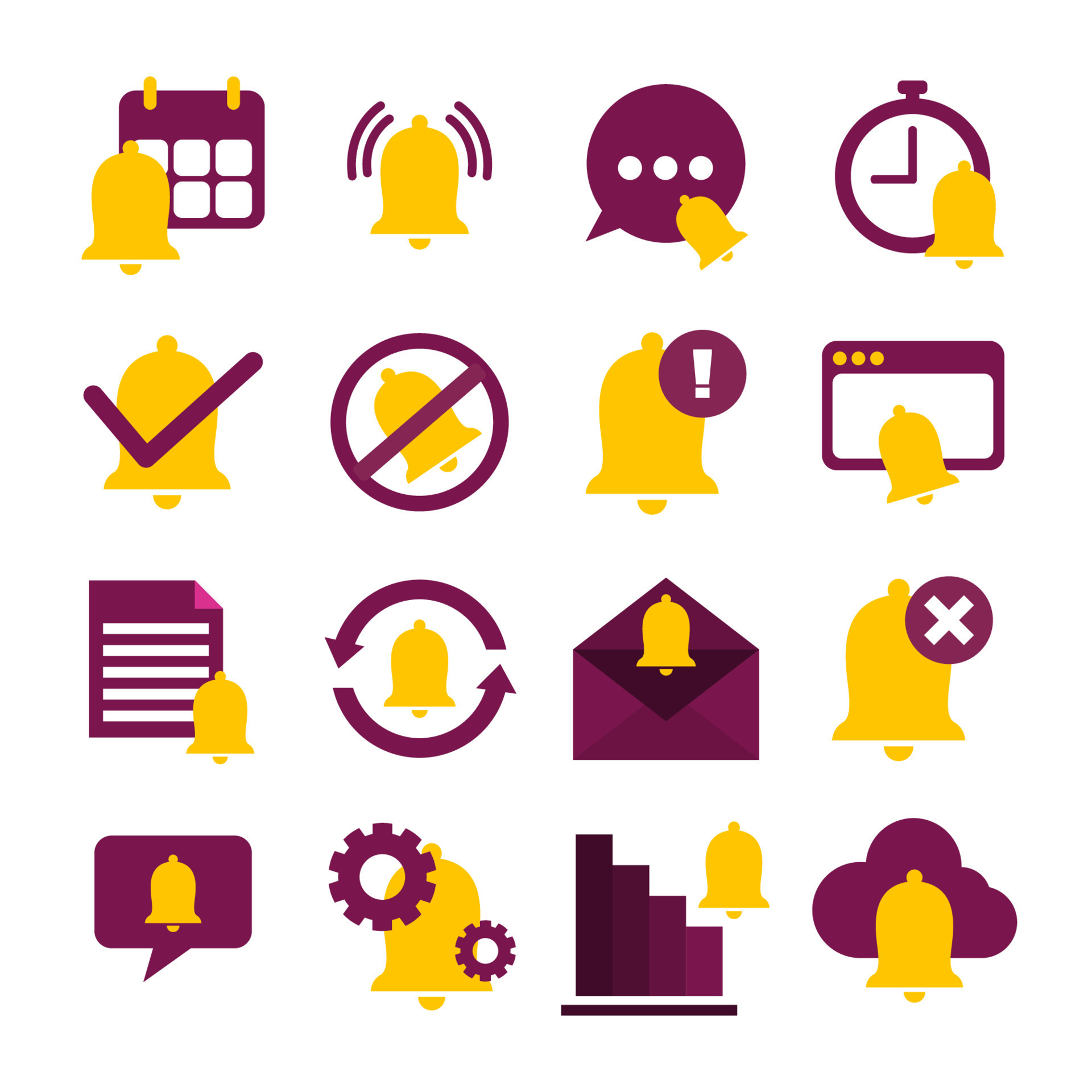 Bell Icon Set 11121789 Vector Art at Vecteezy