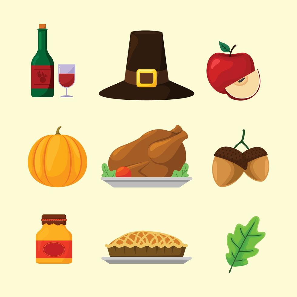 Thanksgiving Day Icon Set 11123536 Vector Art at Vecteezy