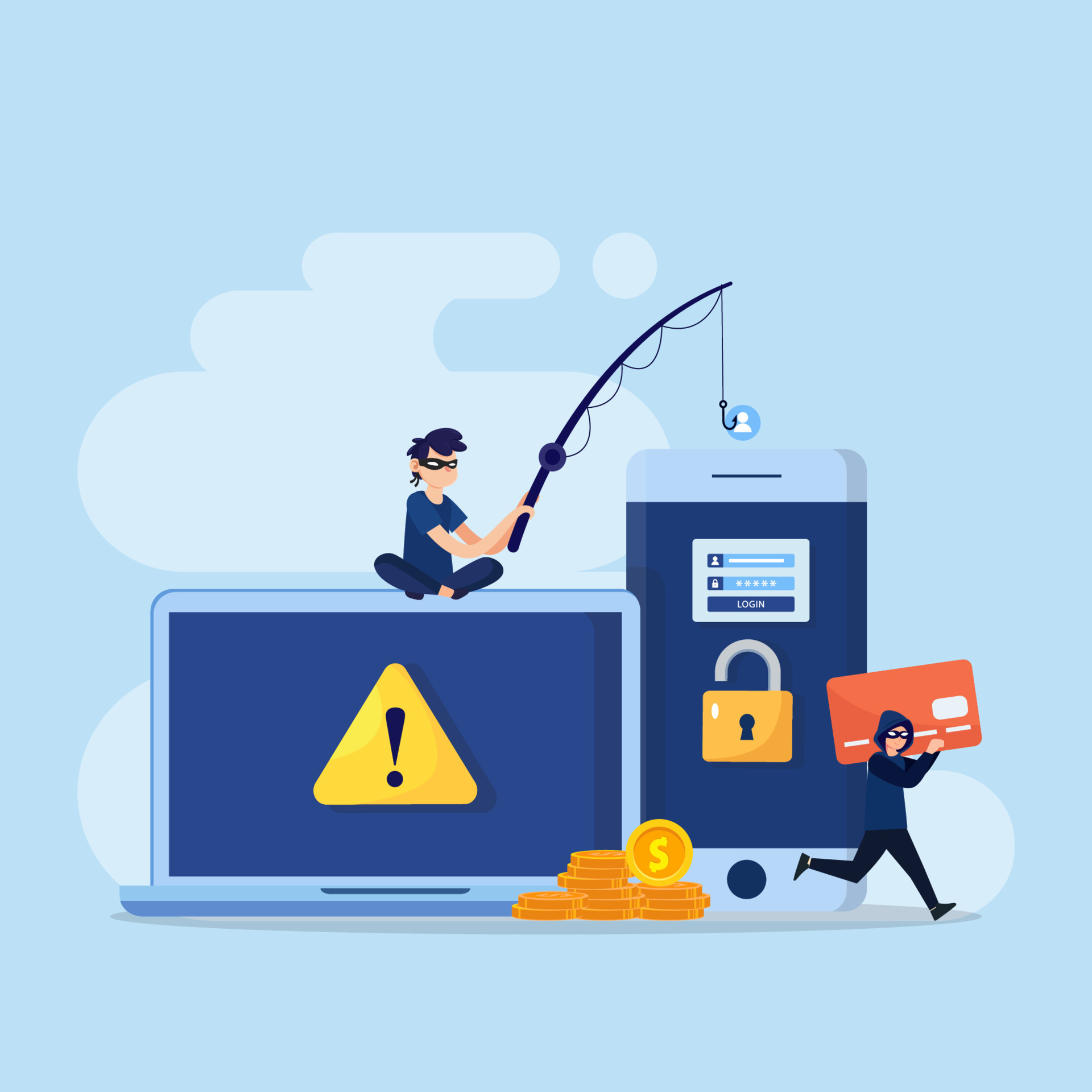Cyber Crime Vector Concept Of Phishing Scam Hacker Attack And Web