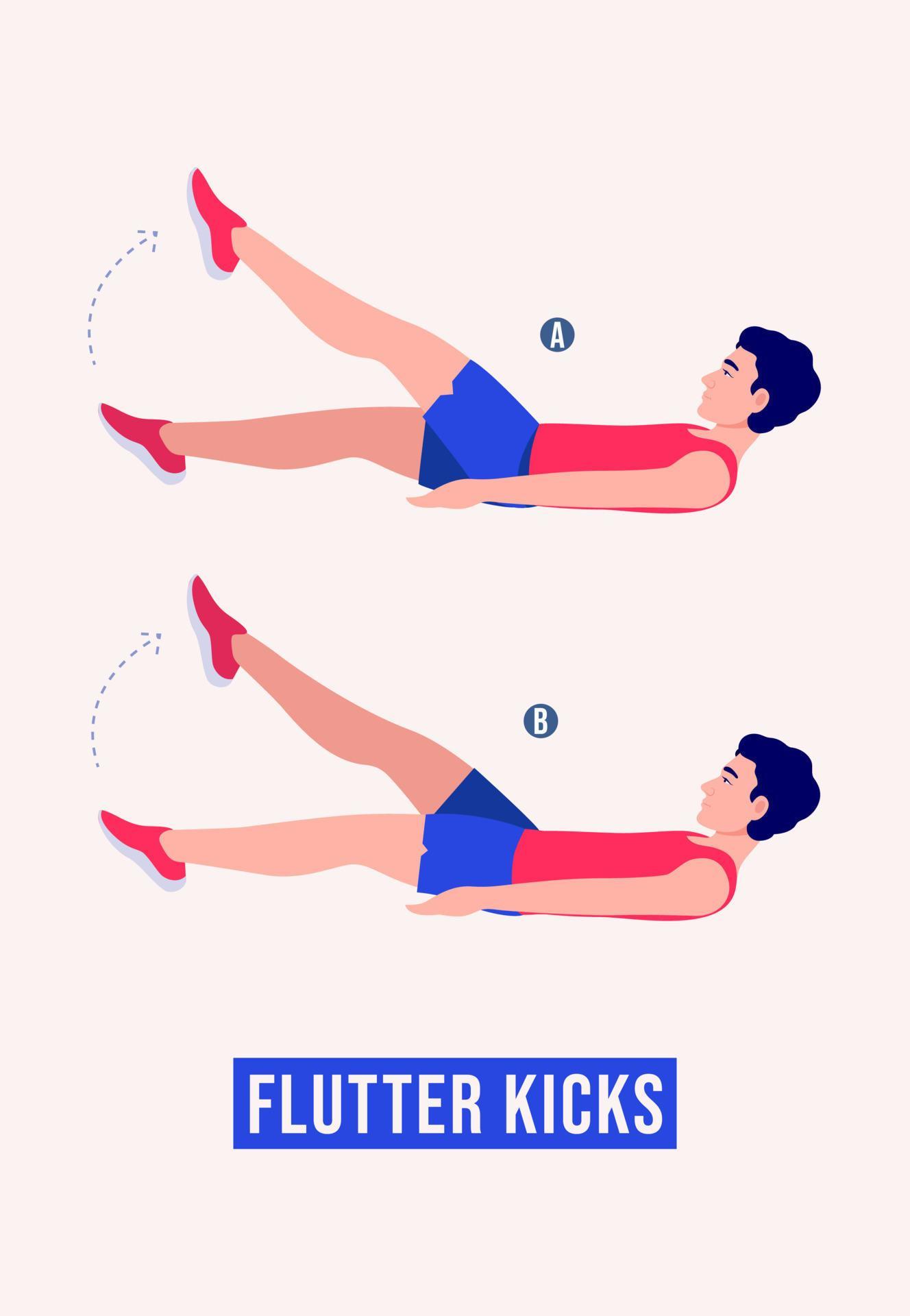 Flutter Kicks exercise, Men workout fitness, aerobic and exercises. 11124827 Vector Art at Vecteezy