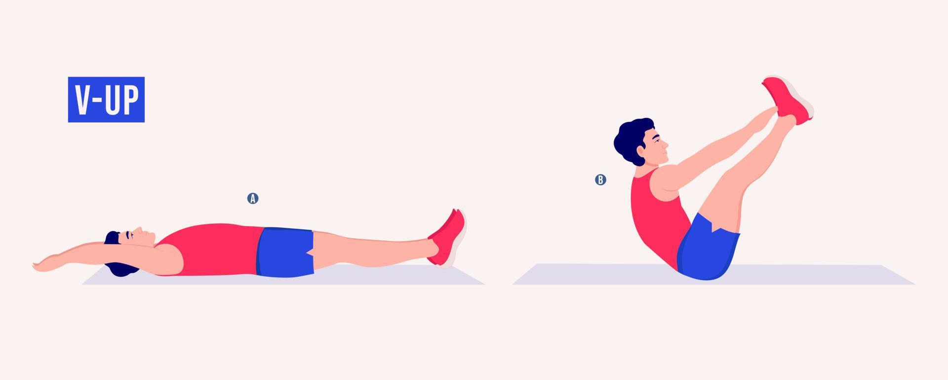 V Up exercise, Men workout fitness, aerobic and exercises. 11124859 Vector Art at Vecteezy