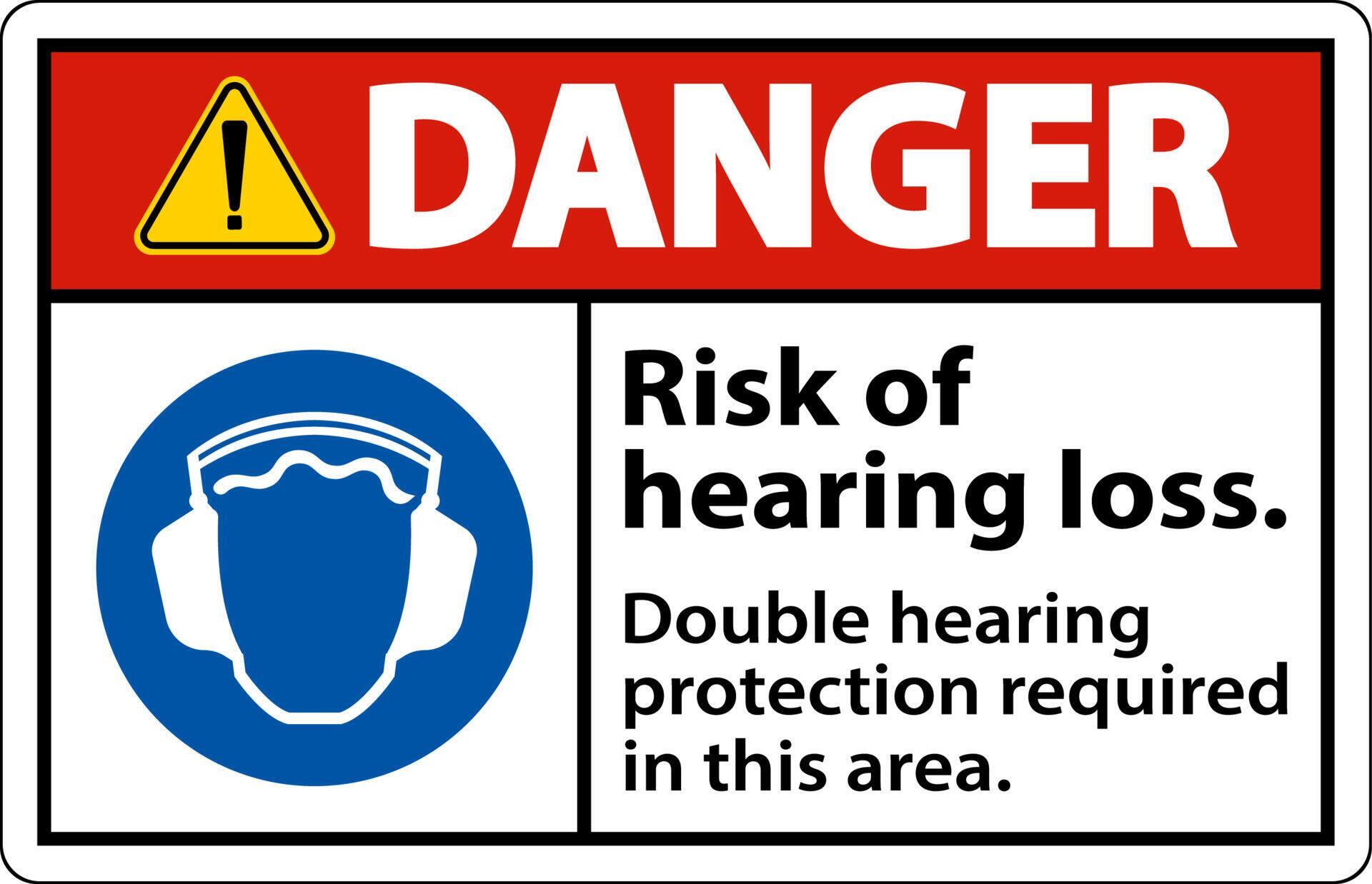 Danger Double Hearing Protection Sign On White Background 11125086 ... Danger Double Hearing Protection Sign On White Background 11125086 ...