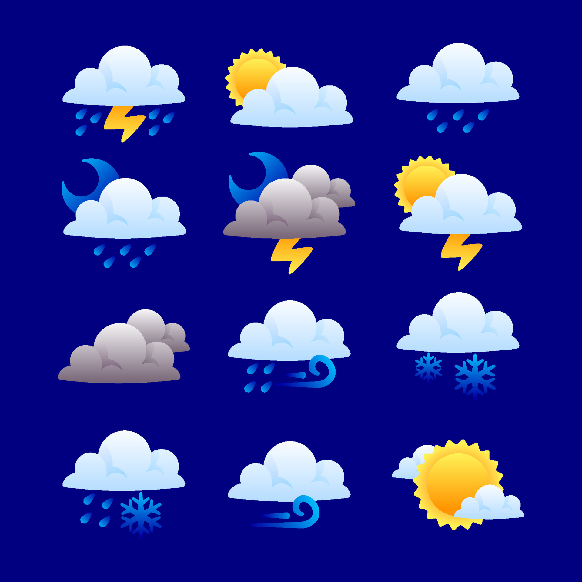 Cloud Weather Icon Set 11126848 Vector Art at Vecteezy