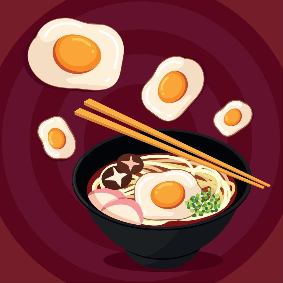 Japanese Noodles And Egg 11127511 Vector Art At Vecteezy