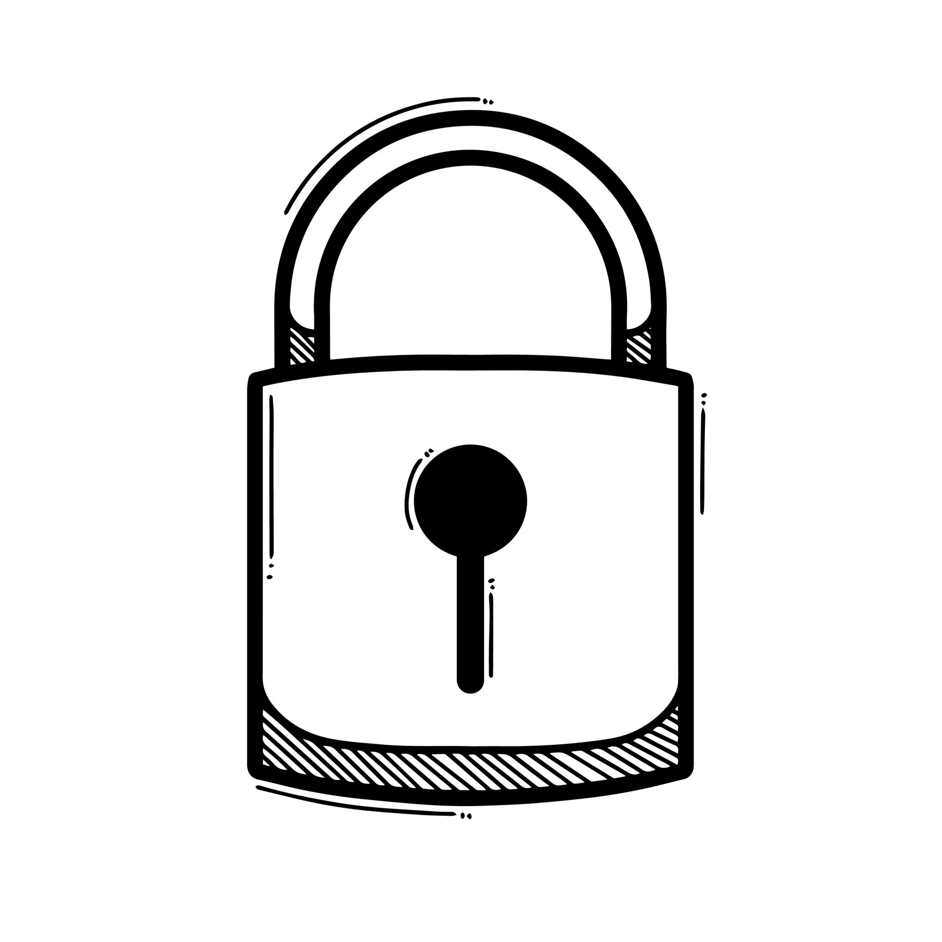 Vector illustration of padlock in doodle style, lock icon isolated in ... Vector illustration of padlock in doodle style, lock icon isolated in ...