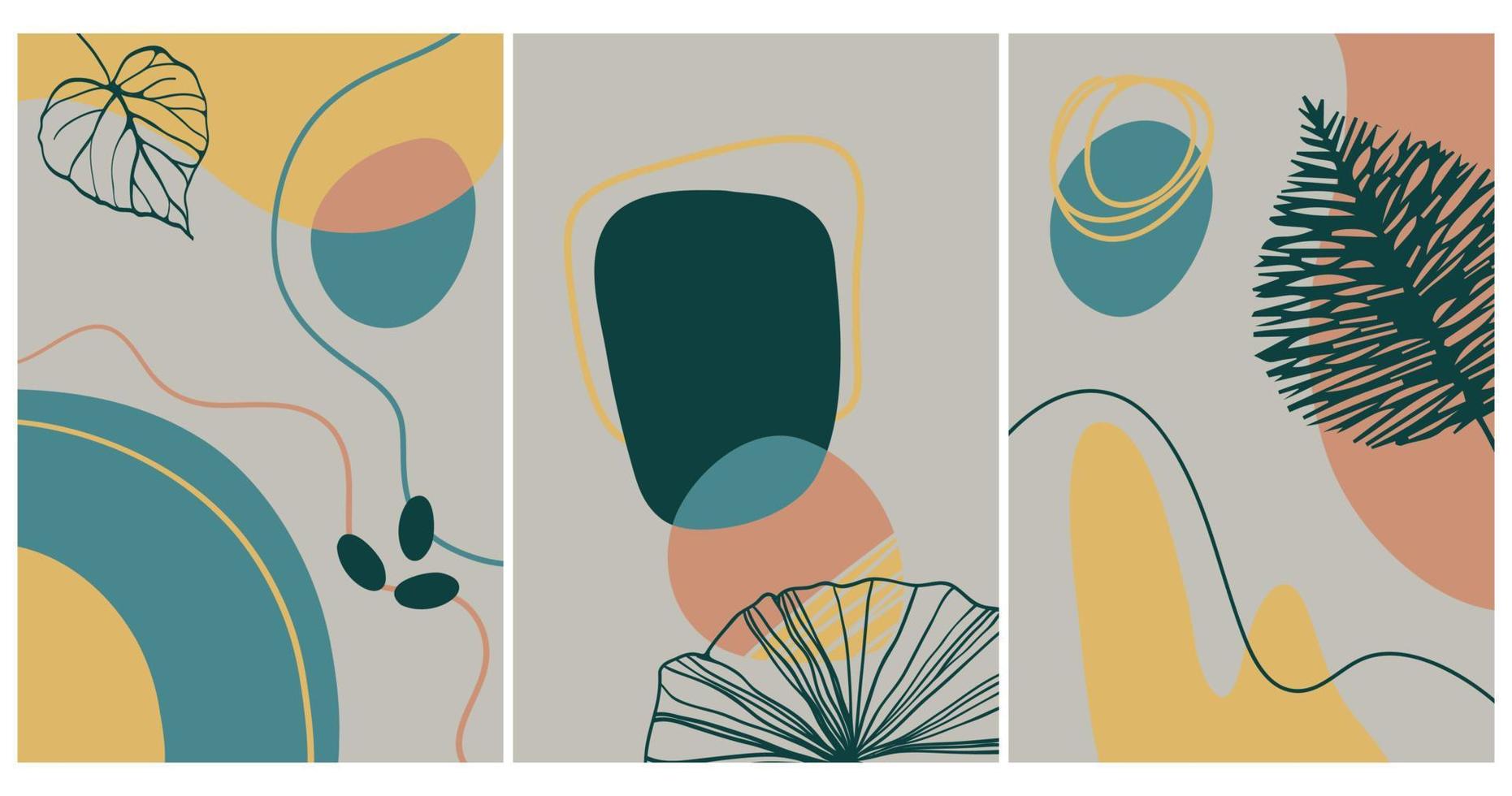 Collection of contemporary art posters in pastel colors. Abstract paper ...