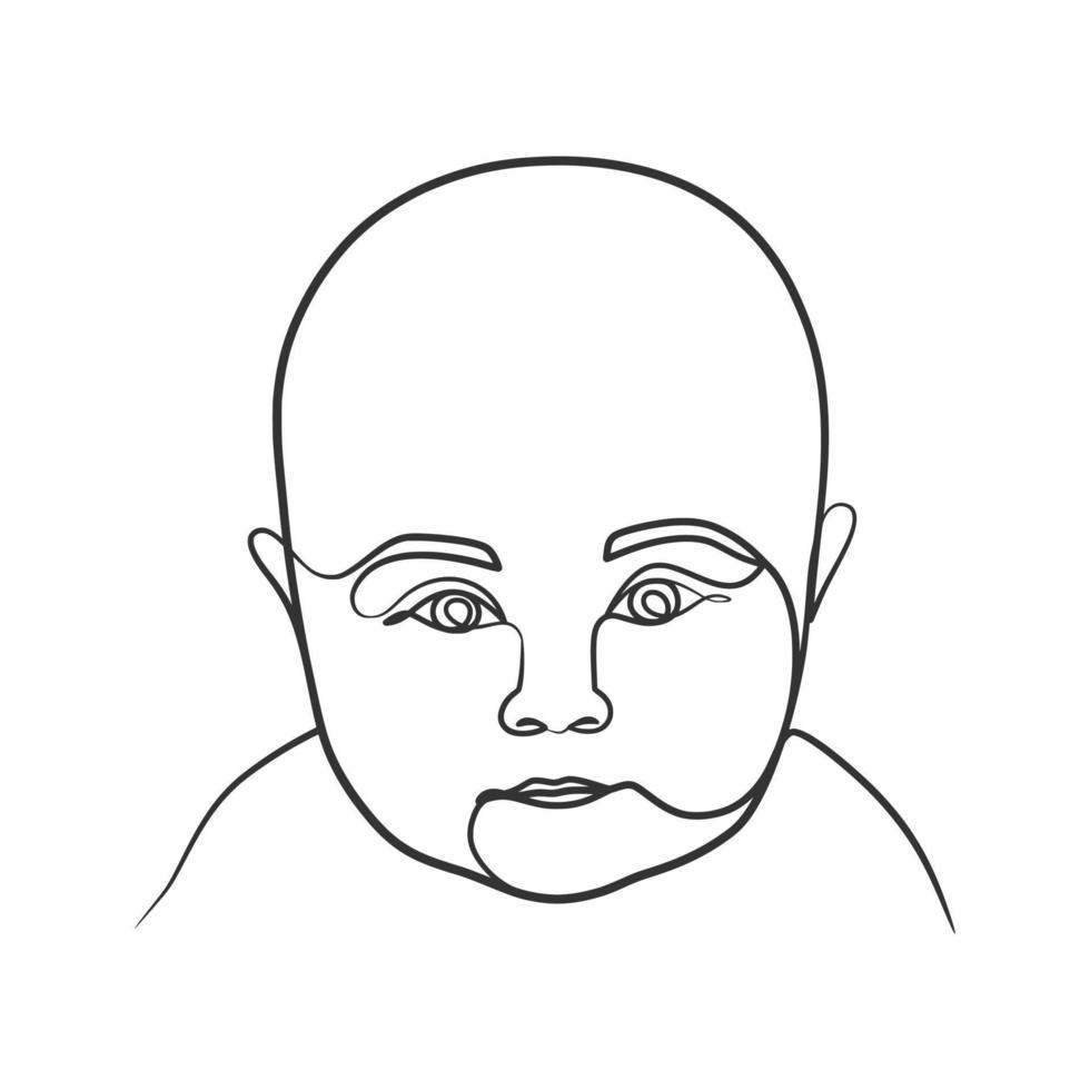 Continuous line art drawing illustration of baby 11133861 Vector Art at ...