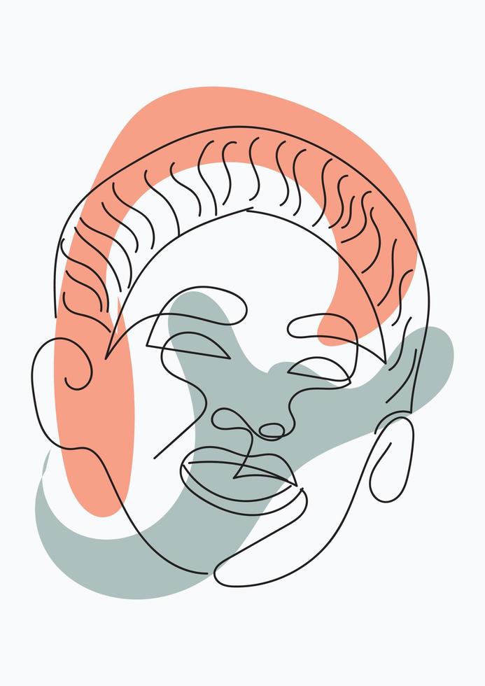 Abstract Face With Flowers By One Line Vector Drawing Portrait Minimalistic Style 11134010