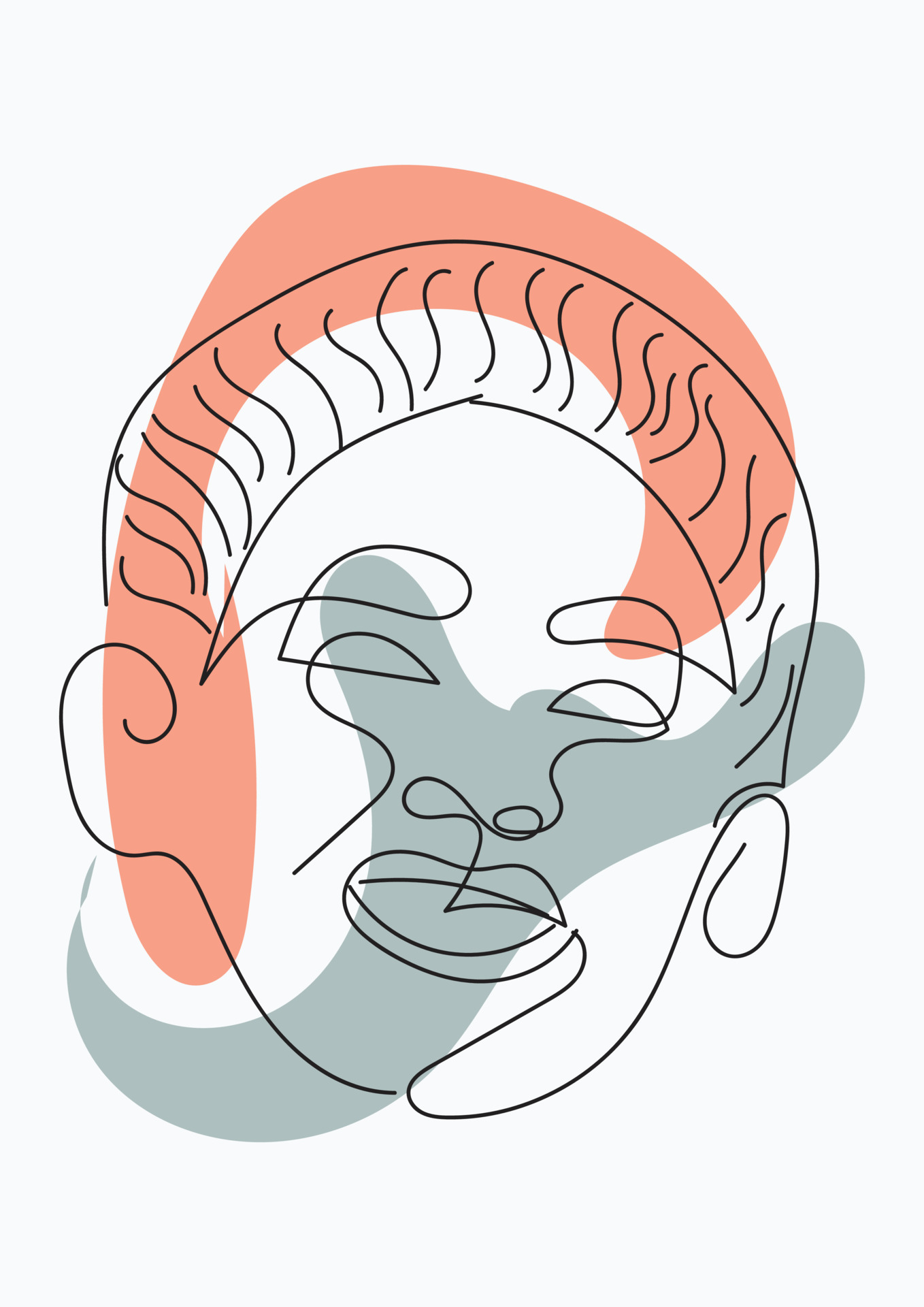 Abstract Face With Flowers By One Line Vector Drawing Portrait Minimalistic Style 11134010