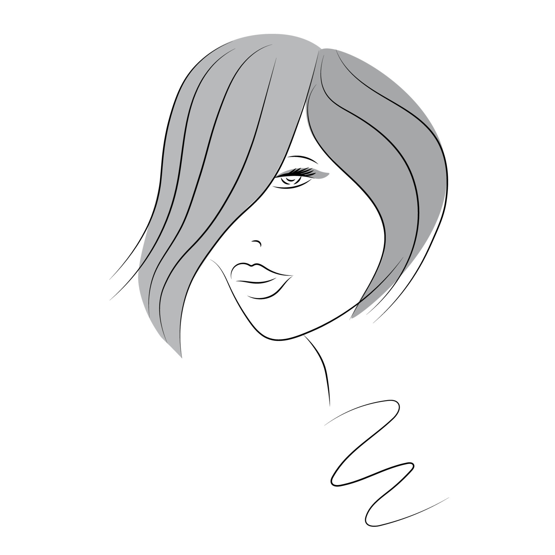 Vector Stylish Original Hand Drawn Graphics Portrait With Beautiful Young Attractive Girl Model
