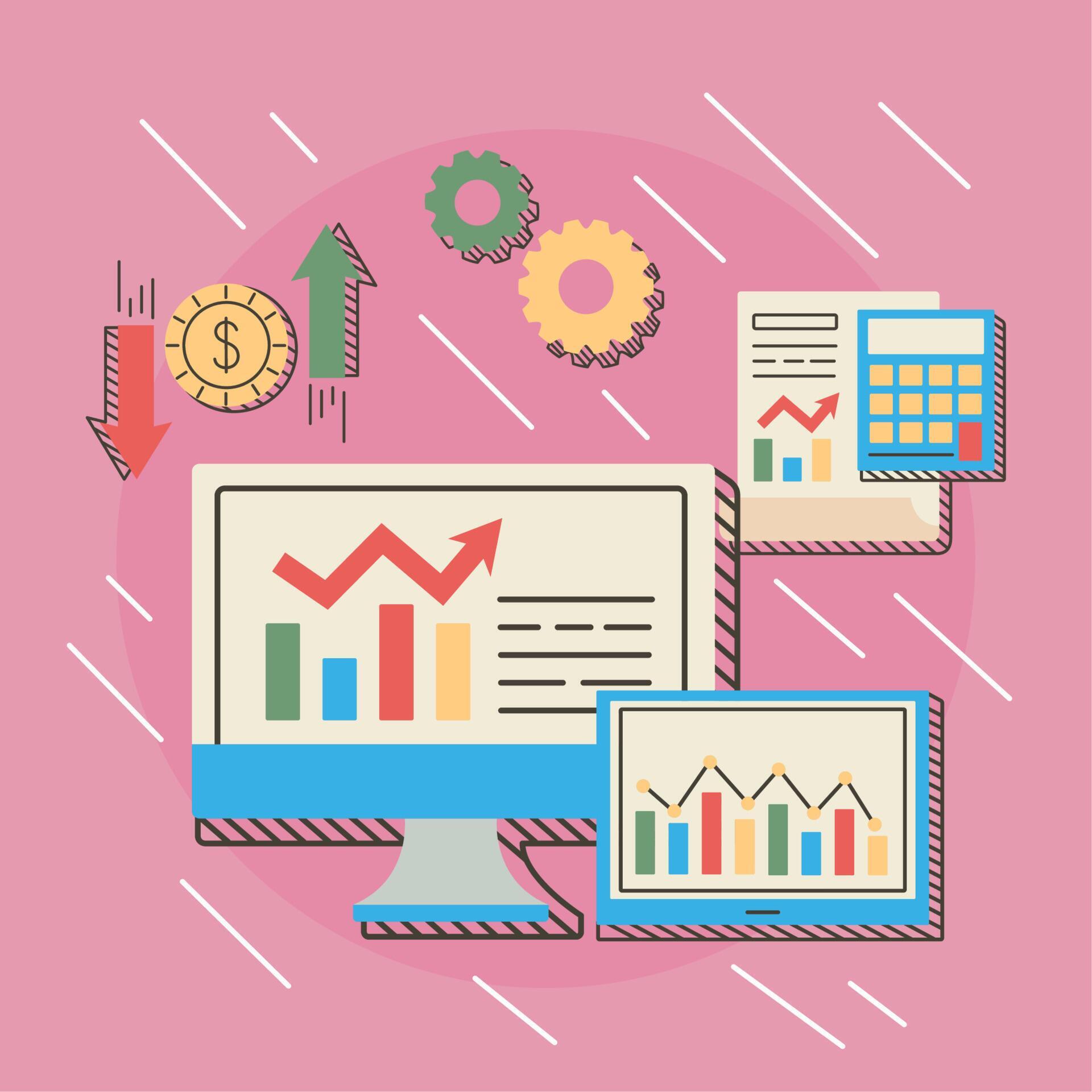 desktop and financial icons 11136831 Vector Art at Vecteezy