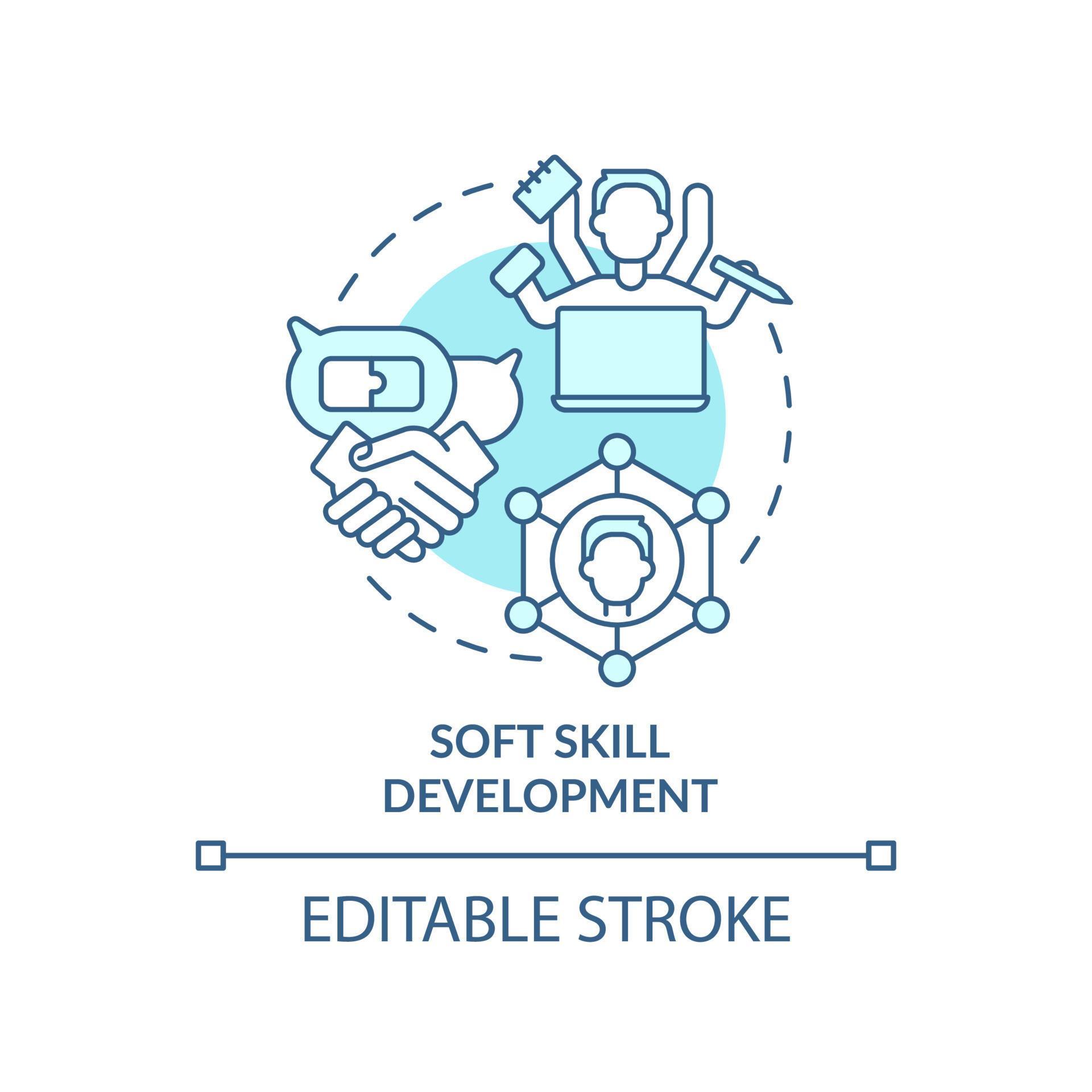Soft skill development turquoise concept icon. In demand additional skill abstract idea thin ...