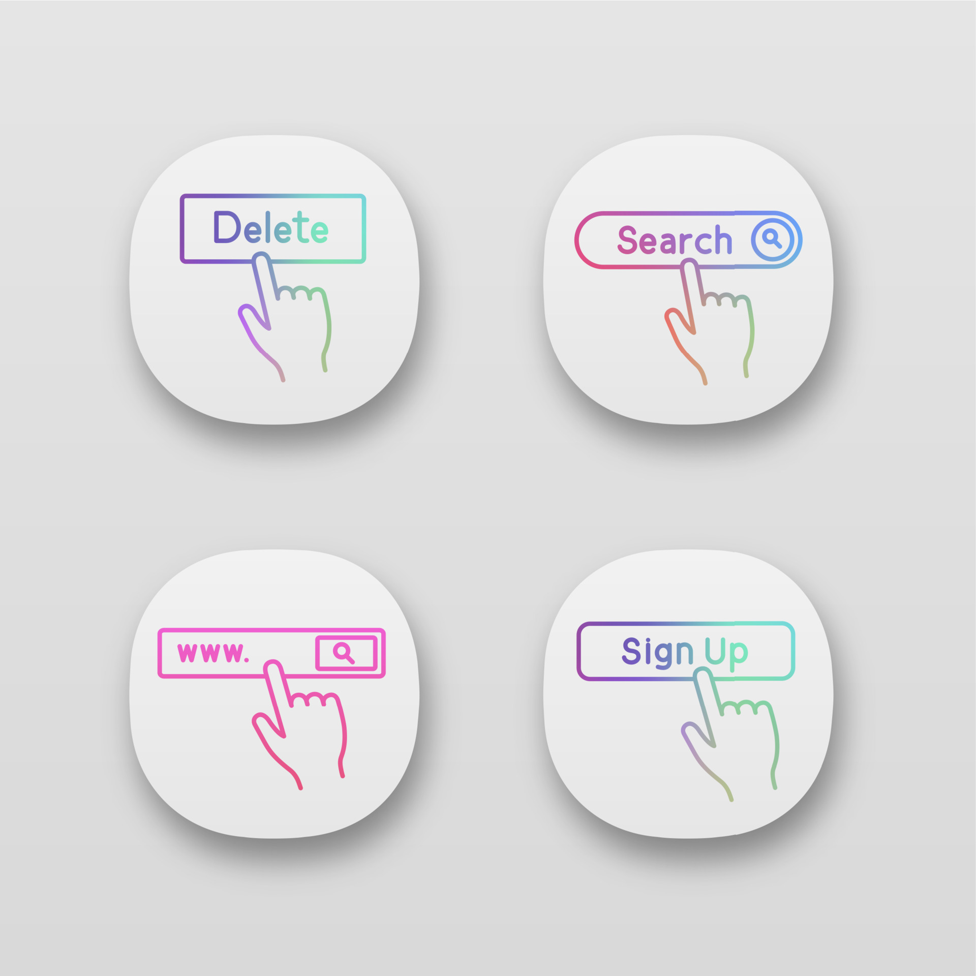 Click App Icons Set Search Bar Delete Sign Up Ui Ux User Interface Web Or Mobile