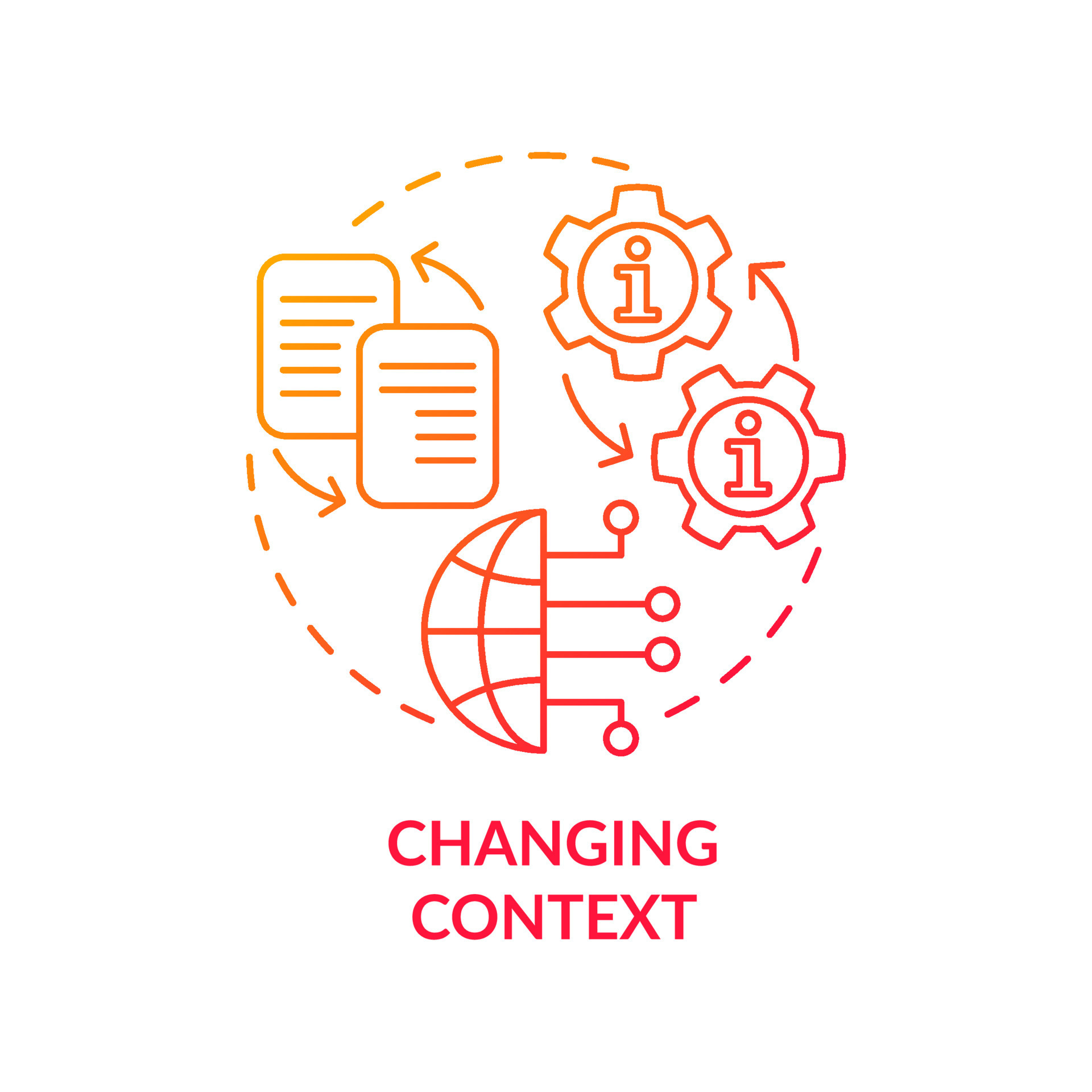 Changing context red gradient concept icon. Information industry issue abstract idea thin line ...