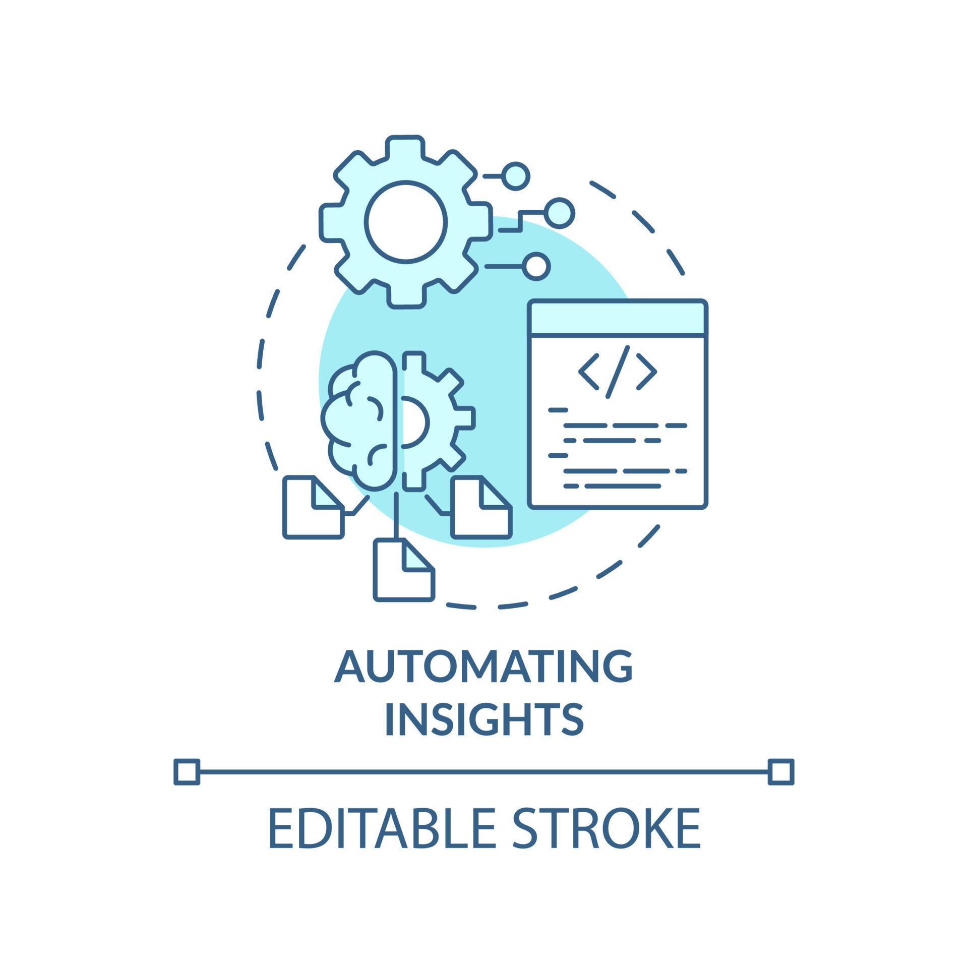 Automating insights turquoise concept icon. Advanced data management ...