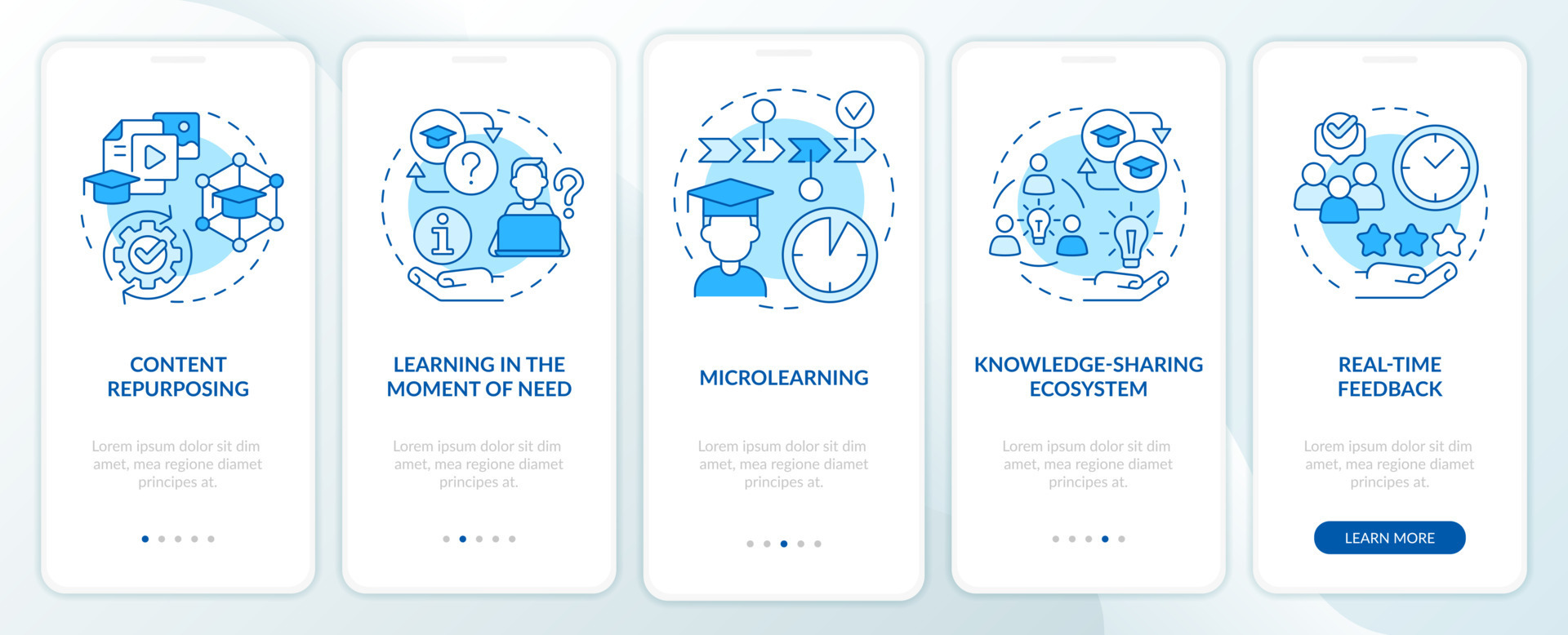Top Skills To Learn Blue Onboarding Mobile App Screen Microlearning