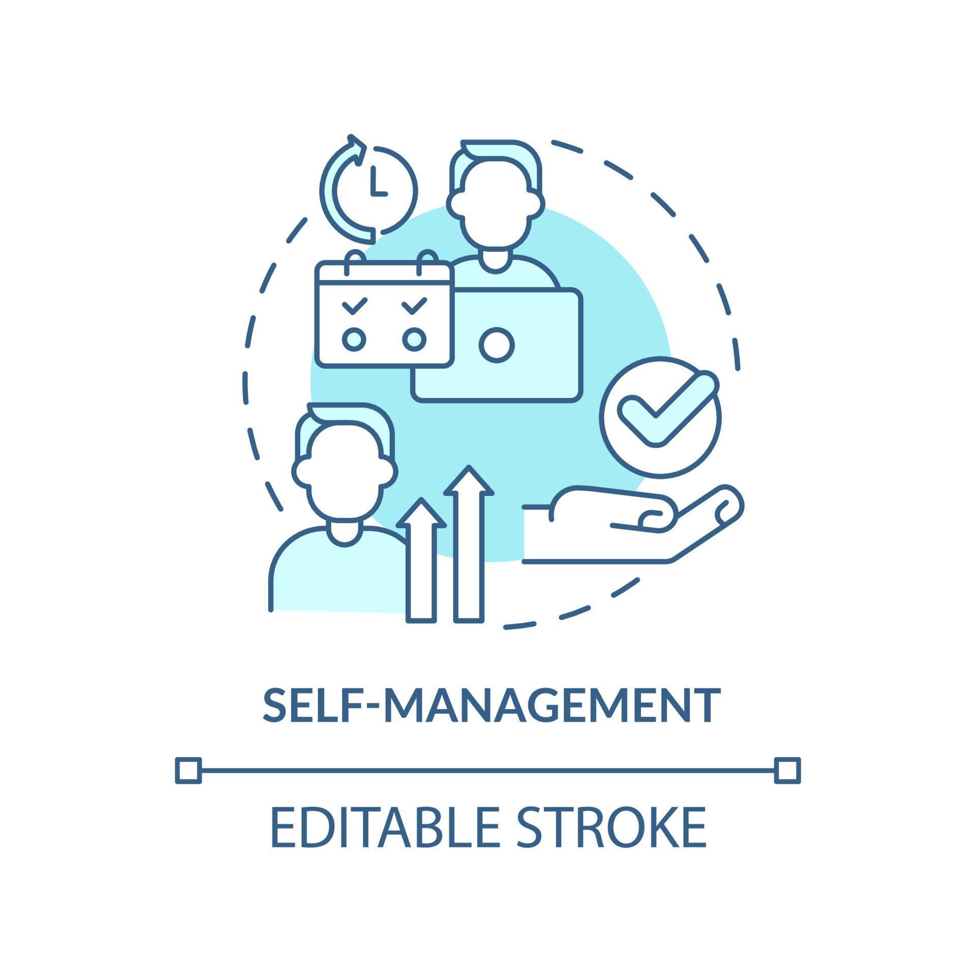 Self-management turquoise concept icon. Soft skill for career success ... Self-management turquoise concept icon. Soft skill for career success ...