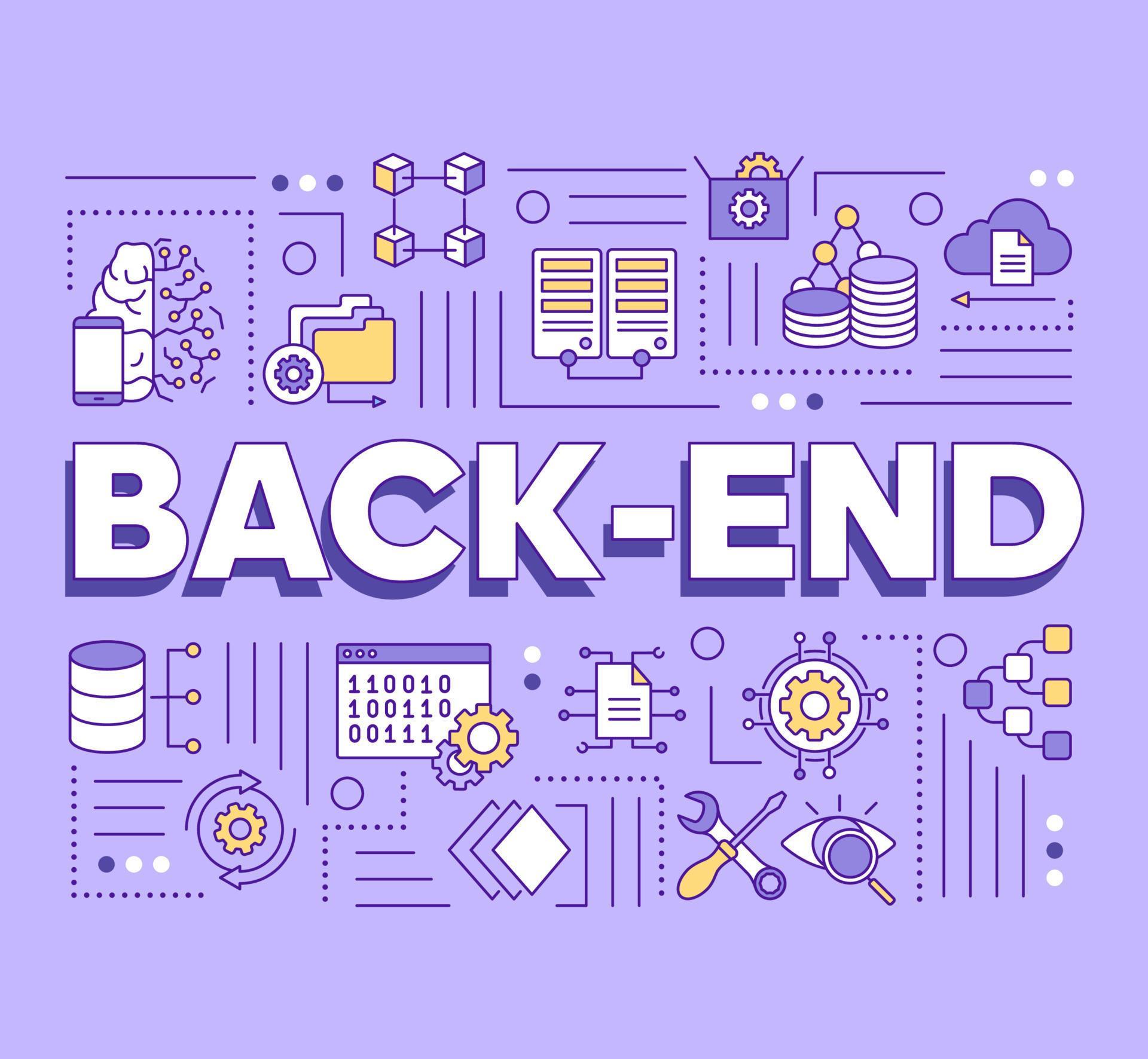 Back-end word concepts banner. Database programming. Web applications ...