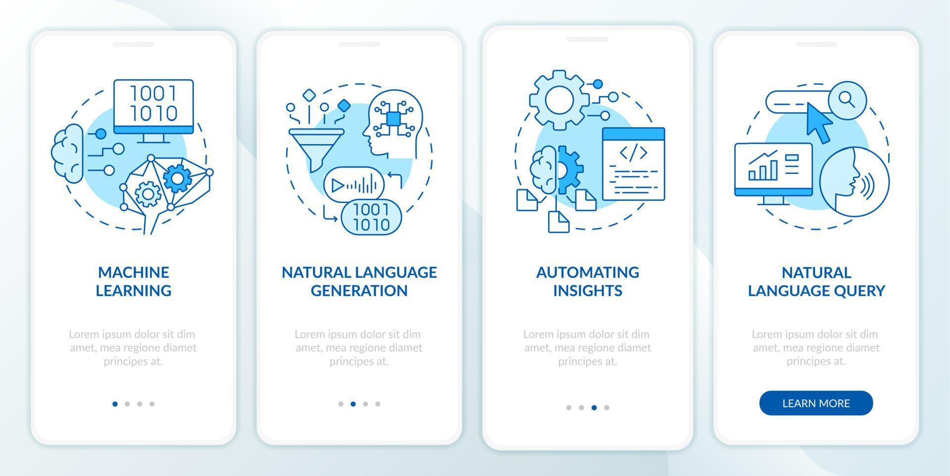 Advanced analytics blue onboarding mobile app screen. Automating ... Advanced analytics blue onboarding mobile app screen. Automating ...