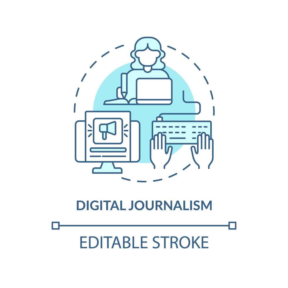 Digital journalism turquoise concept icon. Desired skill for future employment abstract idea ...