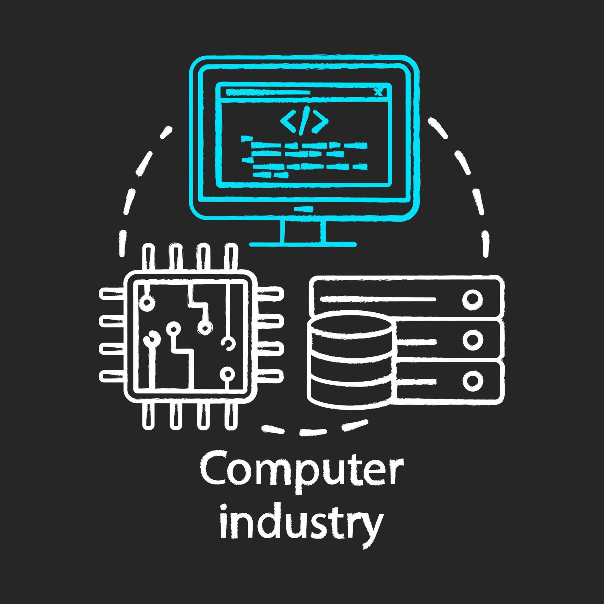 Computer Industry Chalk Concept Icon Hardware Software Development Programming Data Server