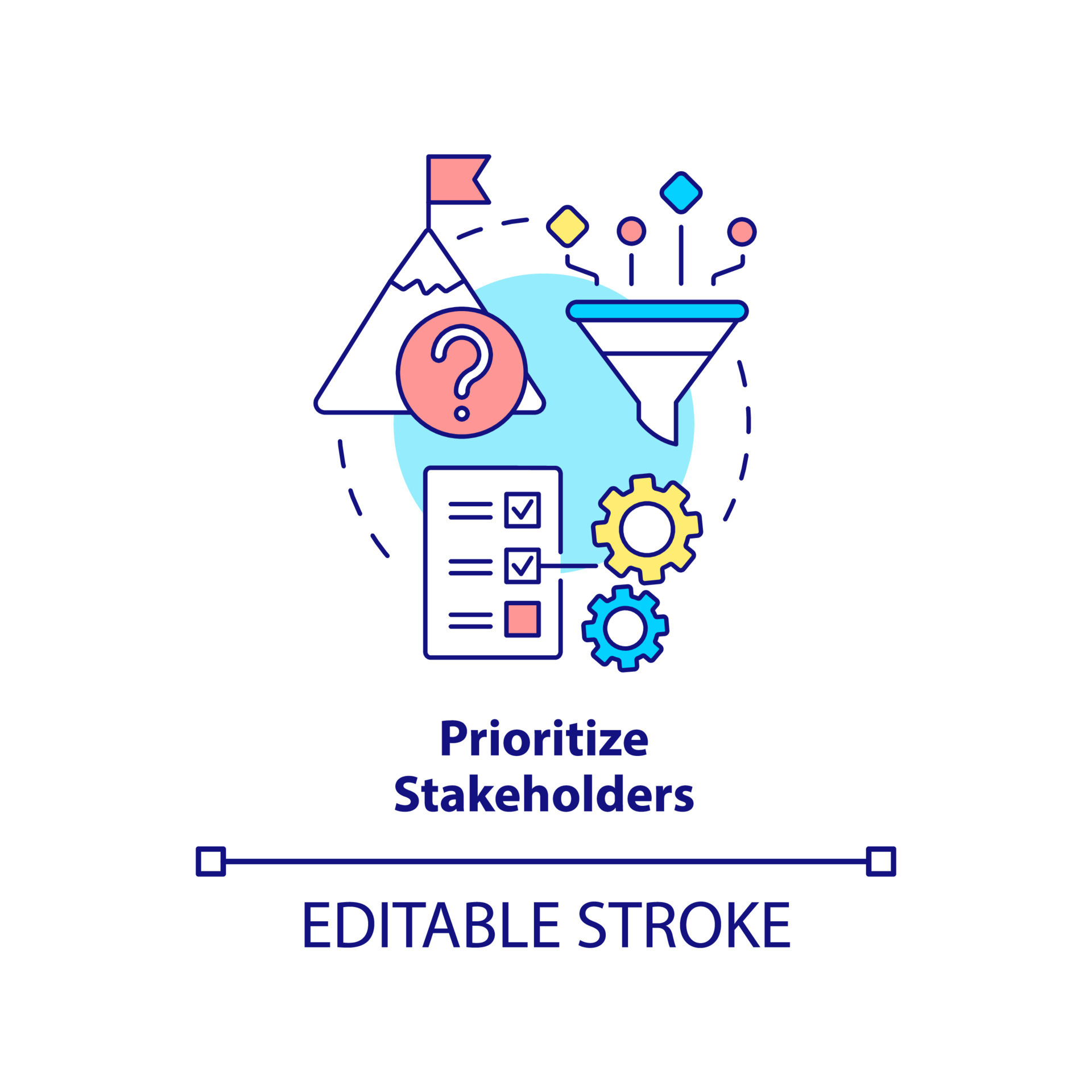 Prioritize stakeholders concept icon. Step of stakeholder relations ... Prioritize stakeholders concept icon. Step of stakeholder relations ...
