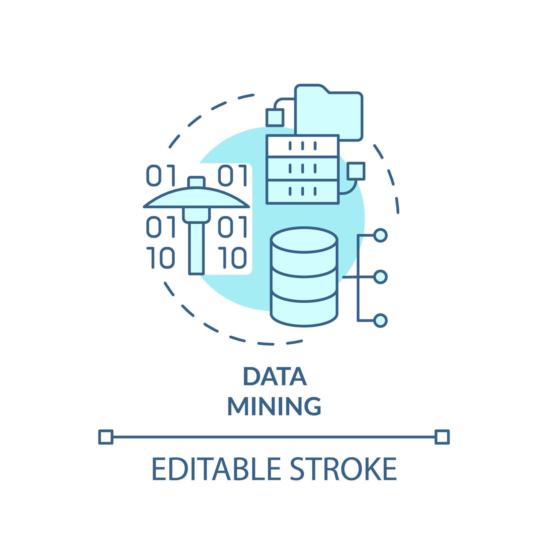 Data mining turquoise concept icon. Business intelligence technique ...