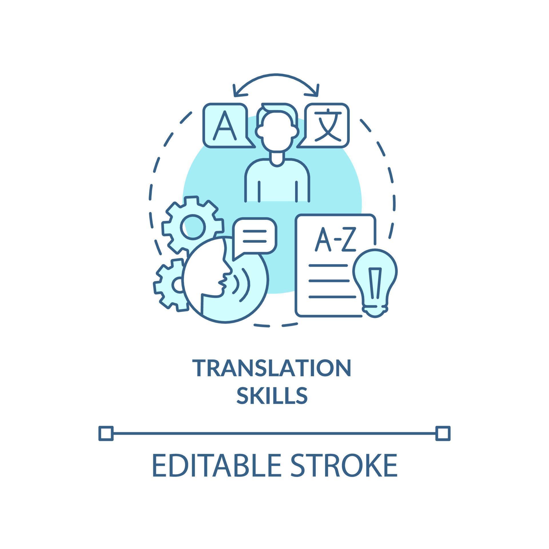 Translation skills turquoise concept icon. In demand additional skill abstract idea thin line ...