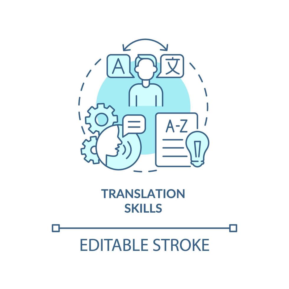 Translation skills turquoise concept icon. In demand additional skill abstract idea thin line ...