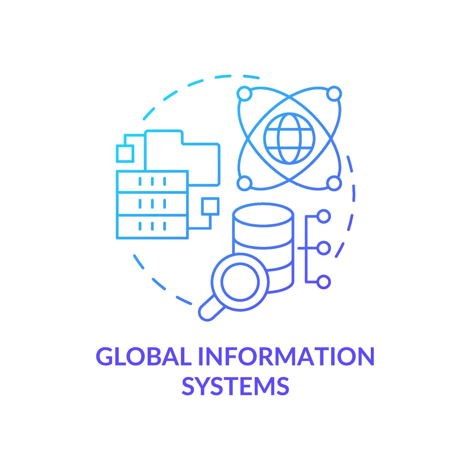Global Information Systems Blue Gradient Concept Icon Storing And Analyzing Data Abstract Idea