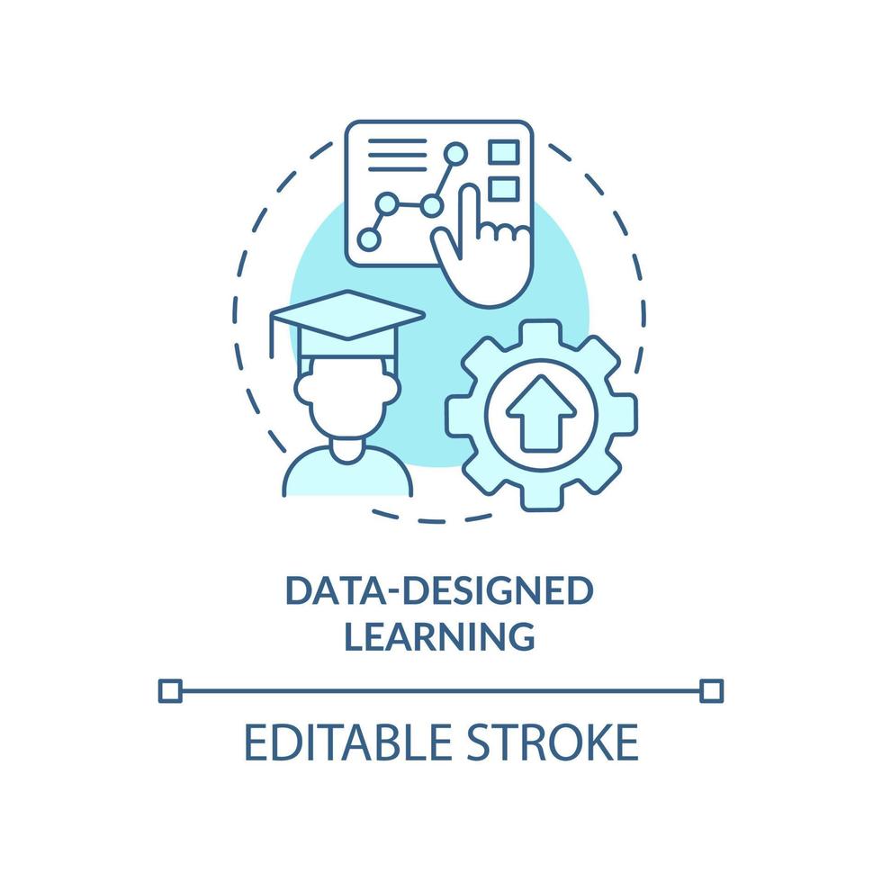 Data-designed learning turquoise concept icon. Trend in skill ...
