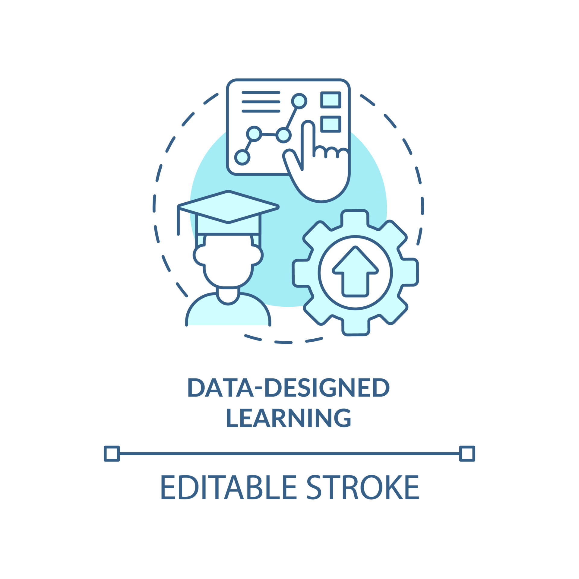 Data-designed learning turquoise concept icon. Trend in skill ...