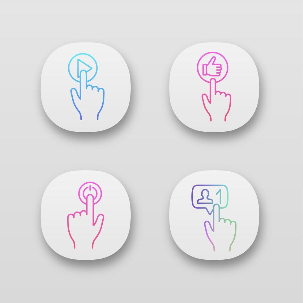 Click App Icons Set Play Like Power New Follower Notification Ui Ux User Interface Web Or