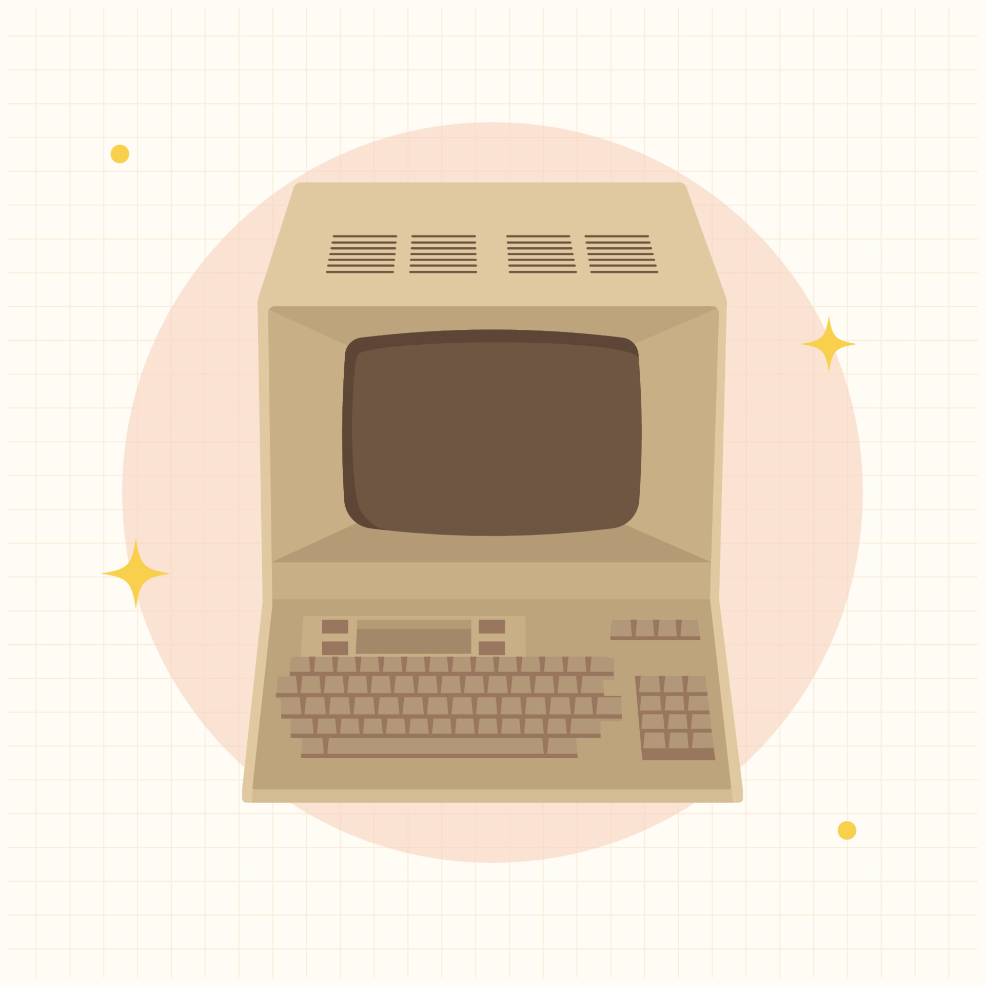 Retro old computer, old classic computer flat design 11143328 Vector ...