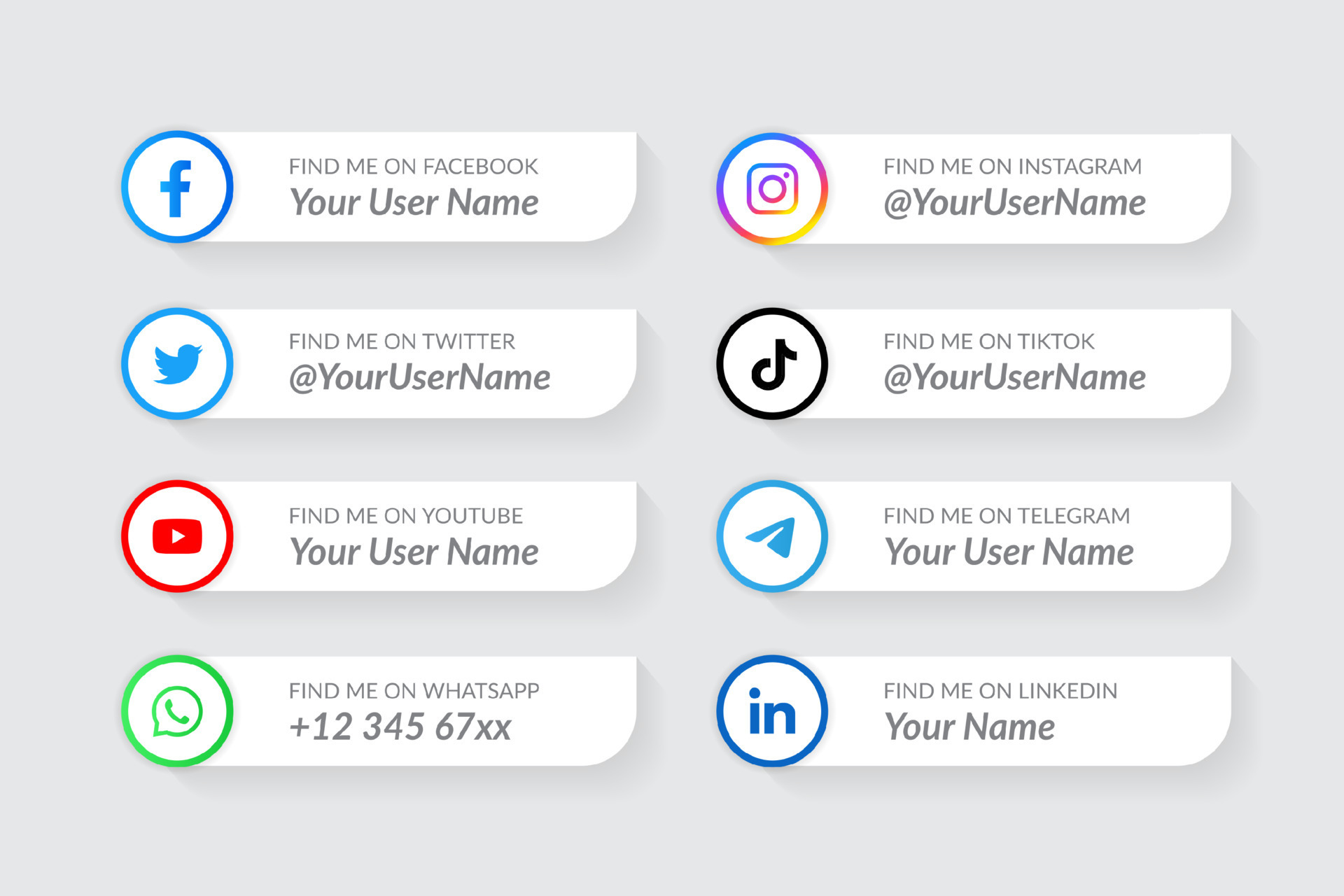 Modern social media lower third icons collection template 11143332 ... Modern social media lower third icons collection template 11143332 ...