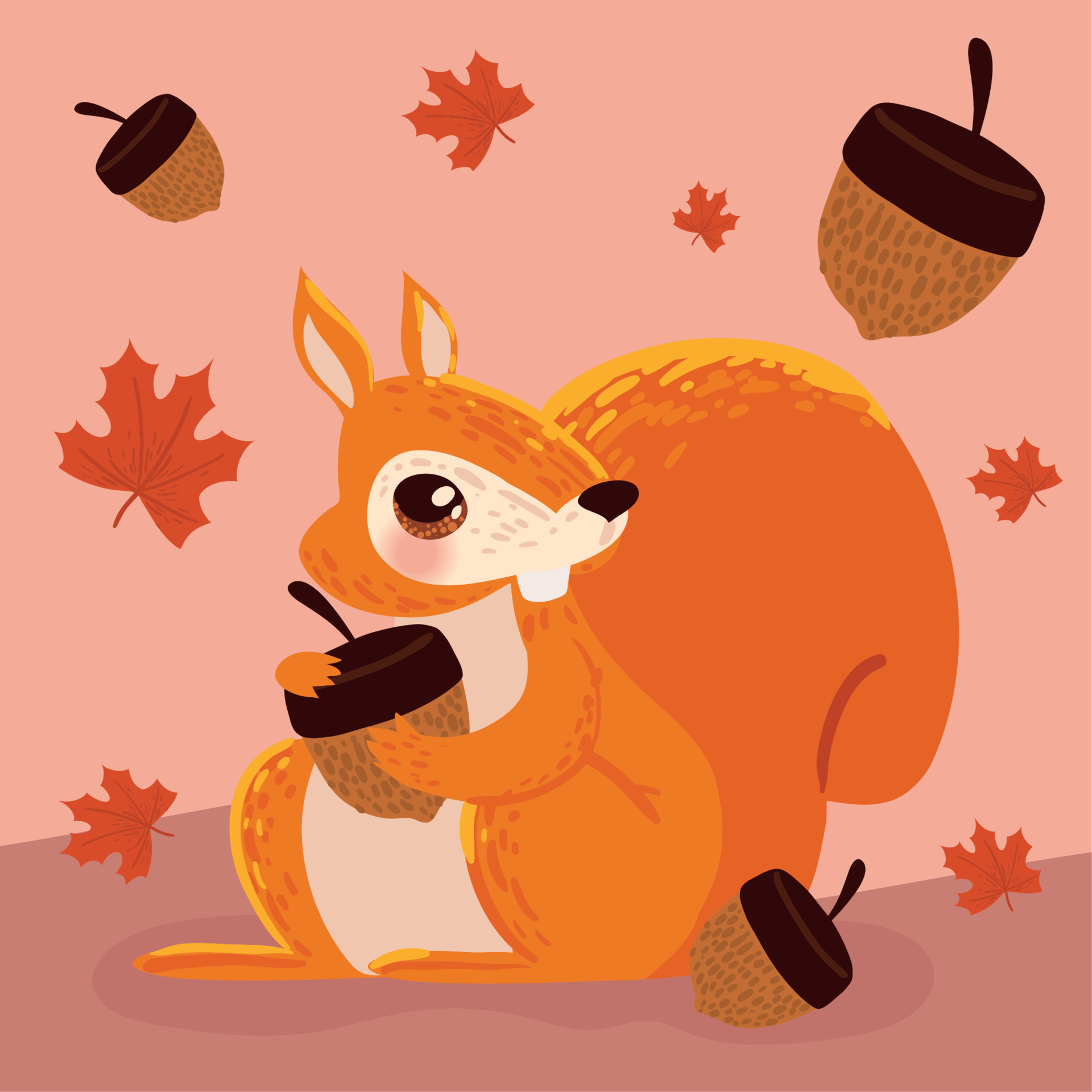 squirrel and autumn acorn 11143991 Vector Art at Vecteezy