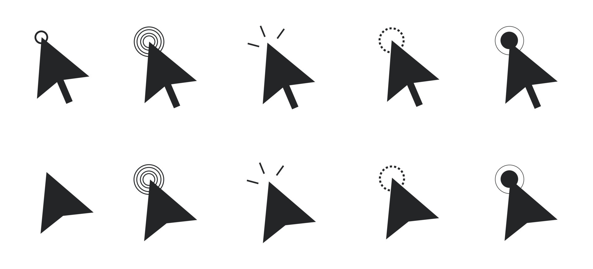 Computer Click Cursor Icon Set Vector Illustration Easy Editable