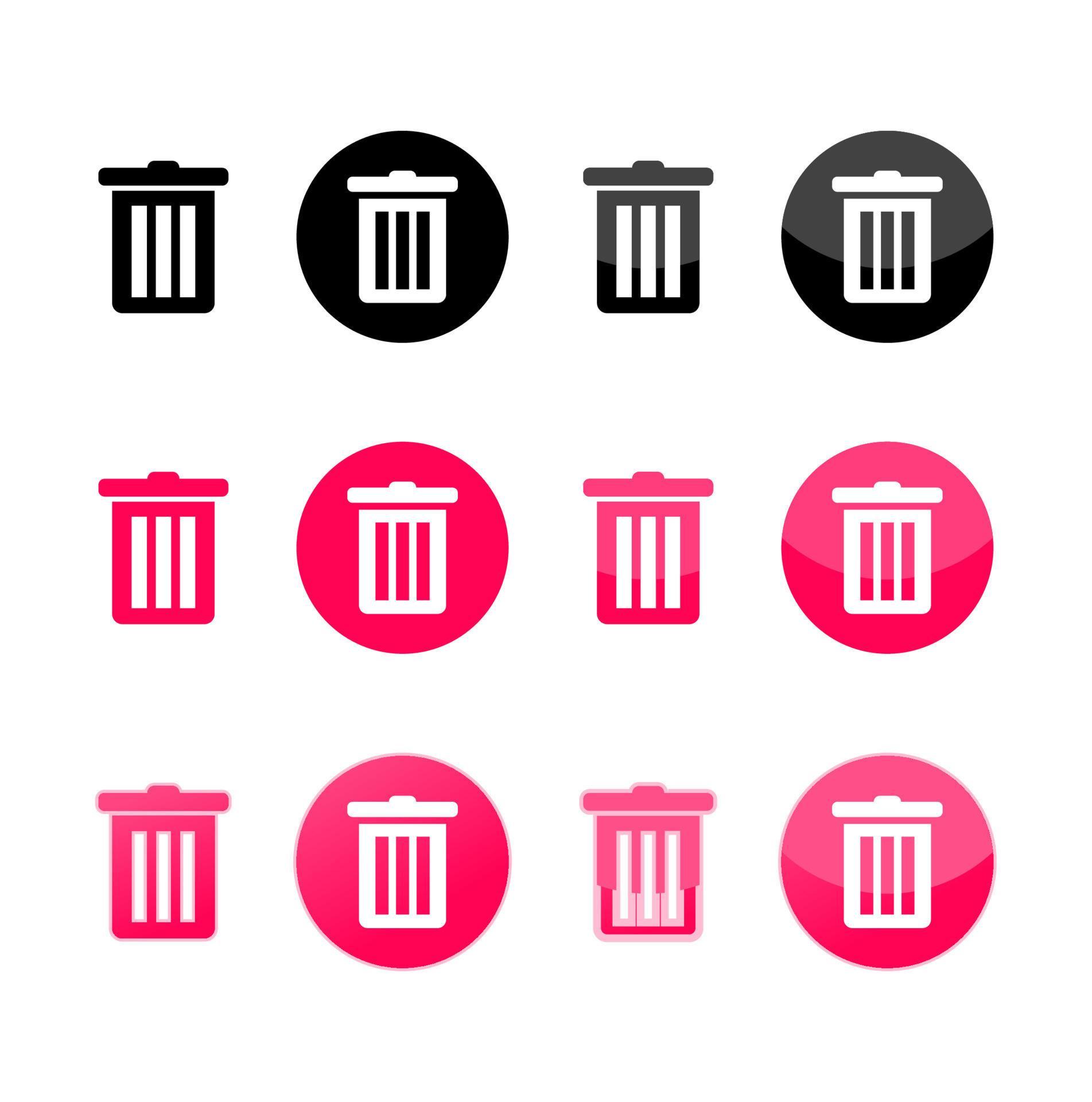 Delete Icon Set Element for Interface Design with Flat Color and ...