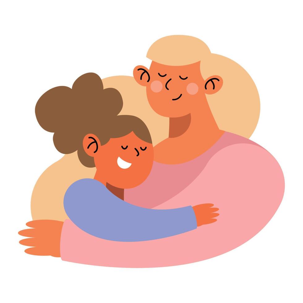 Blond Mother Hugging Daughter 11146700 Vector Art At Vecteezy