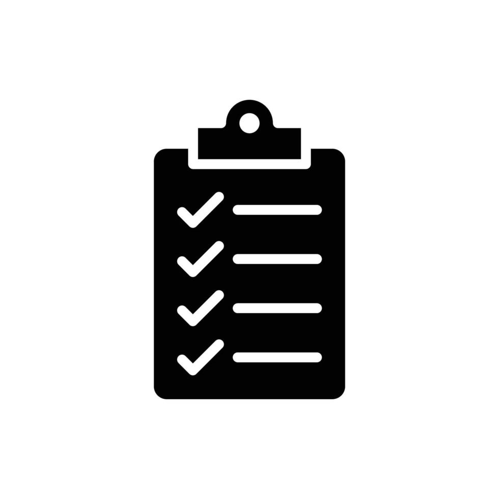 Clipboard checklist icon. Simple solid style. Document with checkmark, business agreement ...