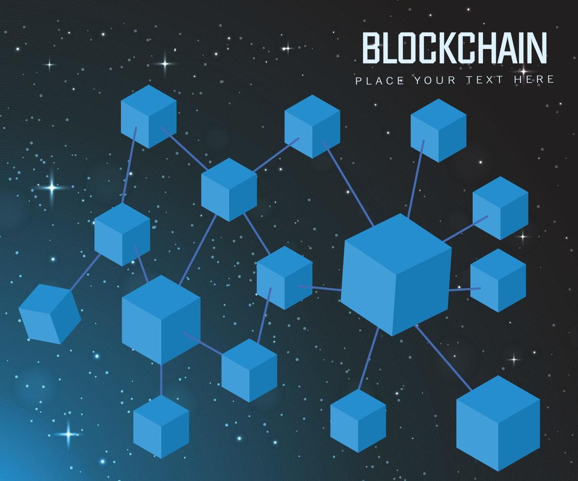Virtual Isometric 3d Blockchain Technology Cube System Concept Design