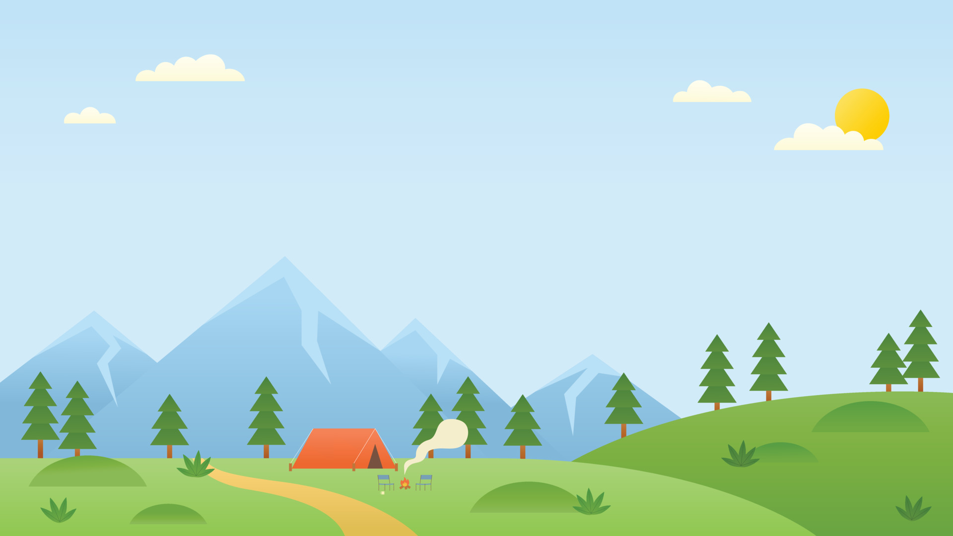 hay un cielo ancho y un pequeño tekt sobre las montañas y colinas. ilustración vectorial de ...