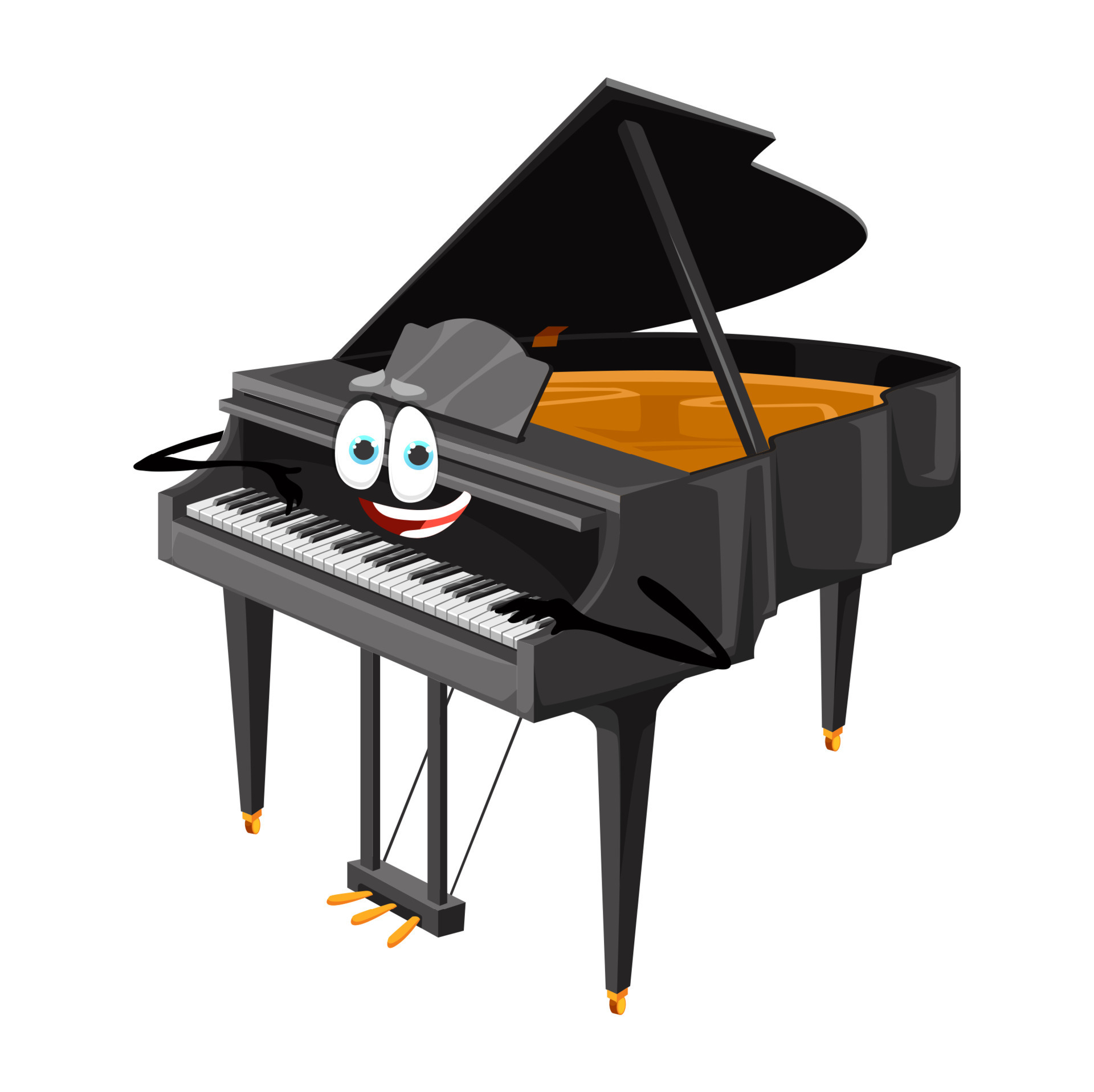 Cartoon Grand Piano Character Key Instrument 11153726 Vector Art At